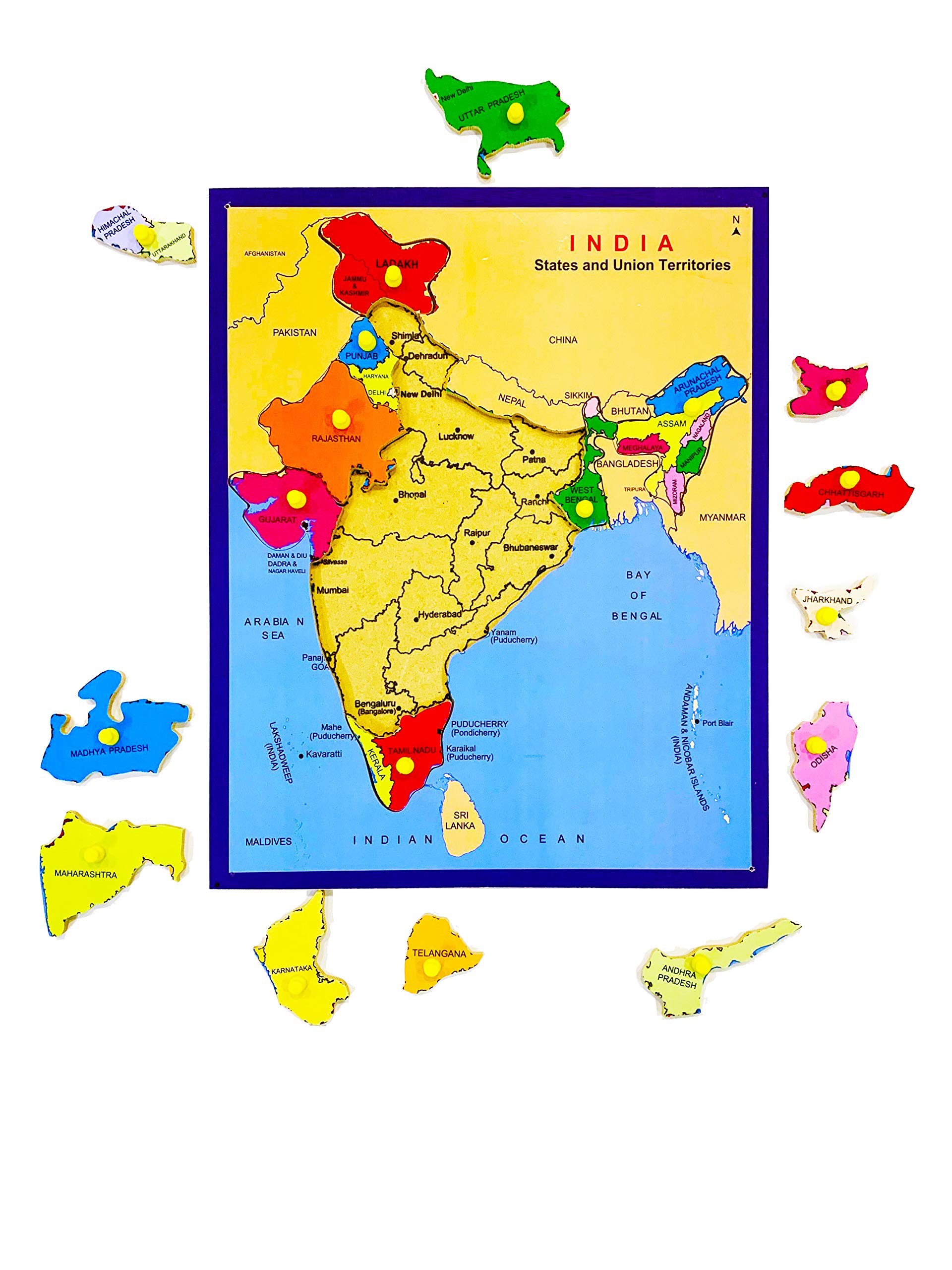 India Political Map With States And Capitals India: States And Union
