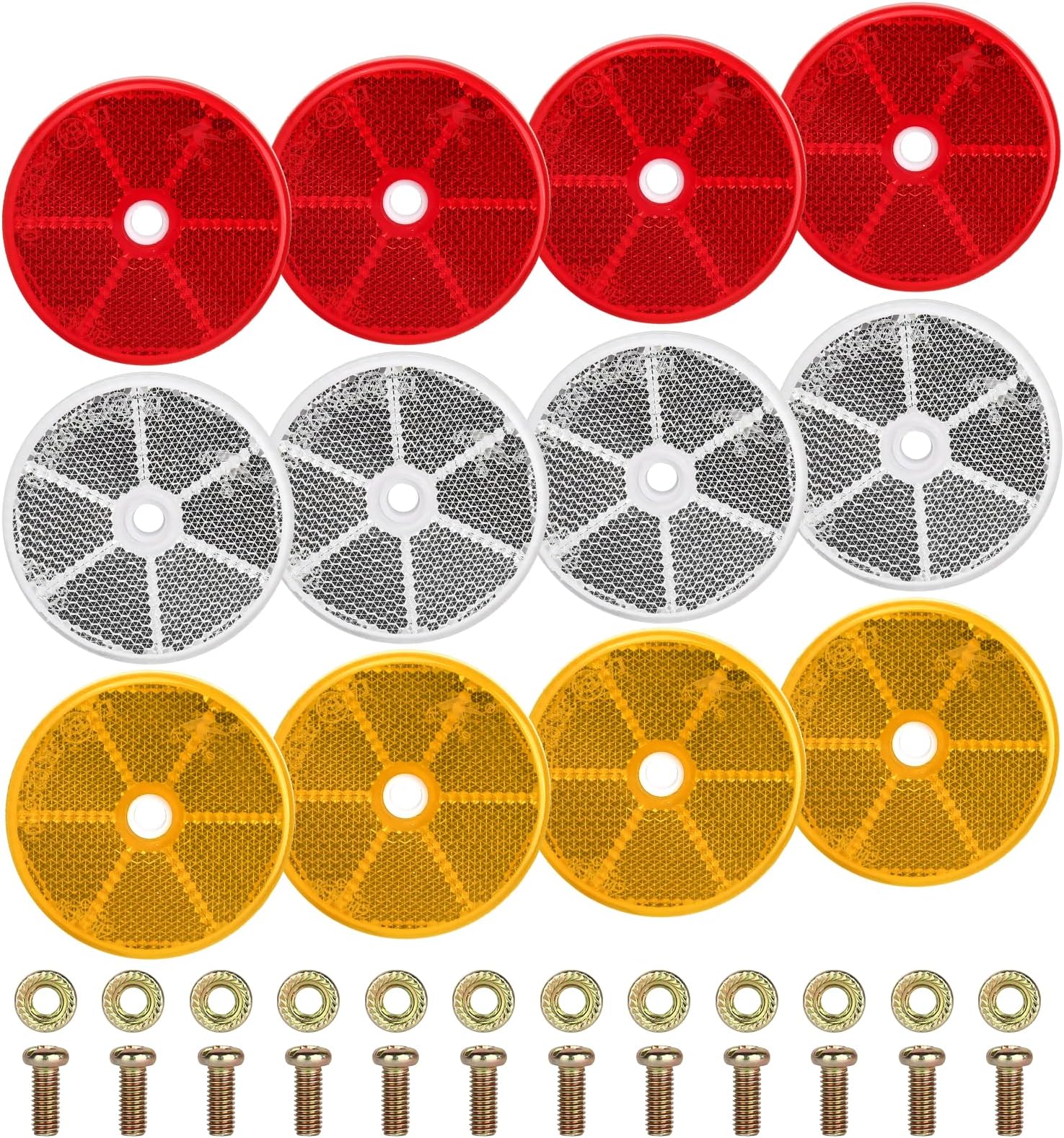 RISF Pack of 12 Round Reflectors, 60 mm Cat's Eye Pendant in 3 Colours ...