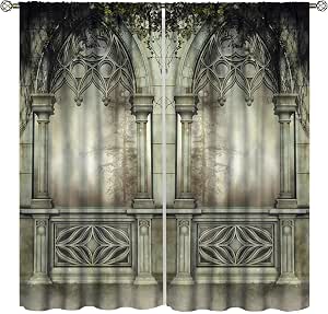 Amazon.com: Gothic Curtains, Medieval Castle at Night with Old Arch ...