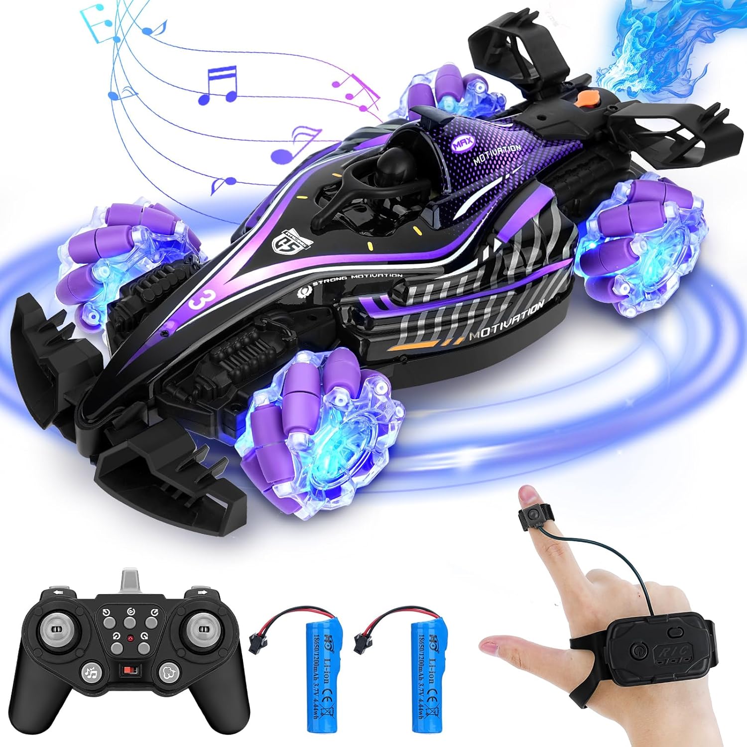 Remote Control Cars, RC Drift Car with Cool LED Light Music and Spray ...