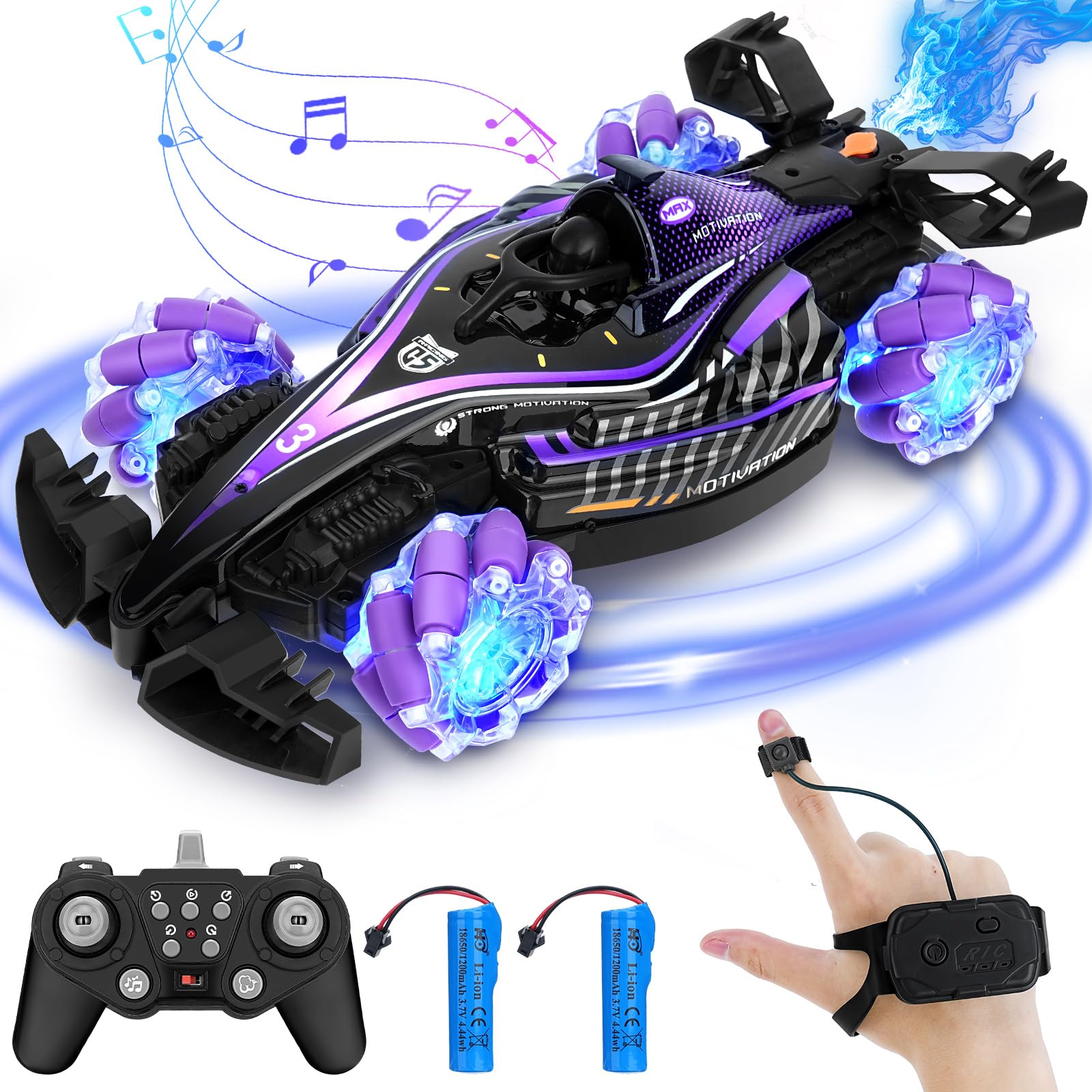 Remote Control Cars, RC Drift Car with Cool LED Light Music and Spray ...