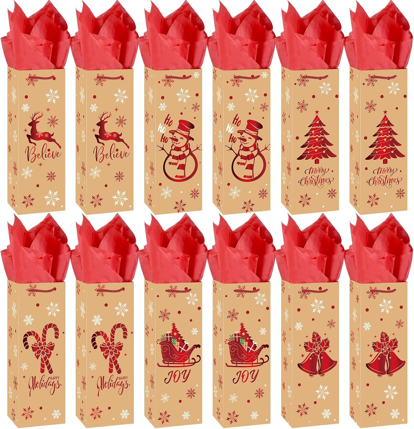 Amazon.com: Pasimy 12 Pcs Christmas Wine Bags With Tissue Paper - Red ...