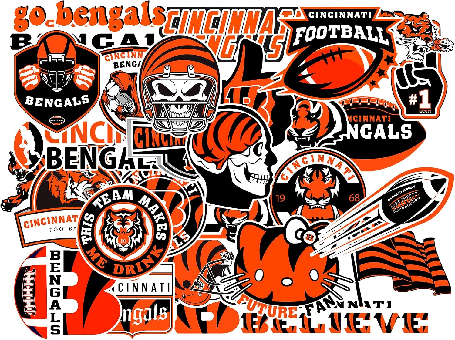 Amazon.com: 30 PCS of American Football Stickers for Water Bottle ...