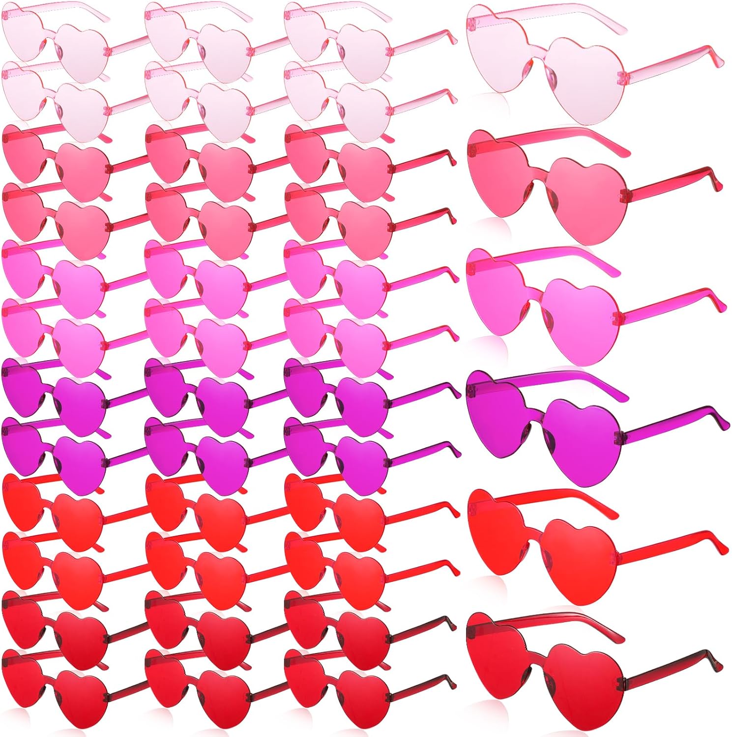 Kanayu 36 Pair Valentine Day Heart Sunglasses Bulk for Women Red Pink ...