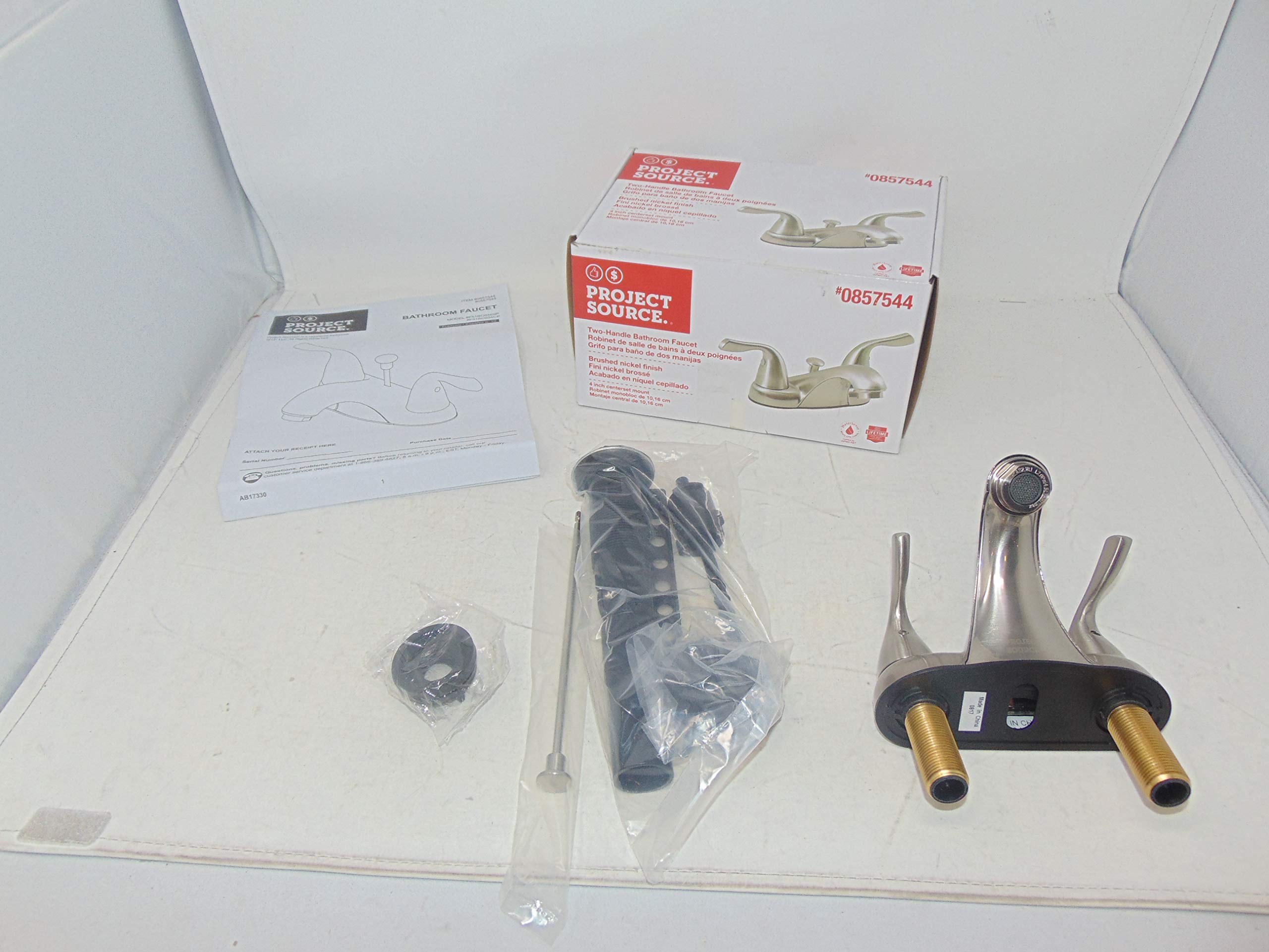 Project Source Brushed Nickel 2-handle 4-in Centerset Bathroom Faucet ...