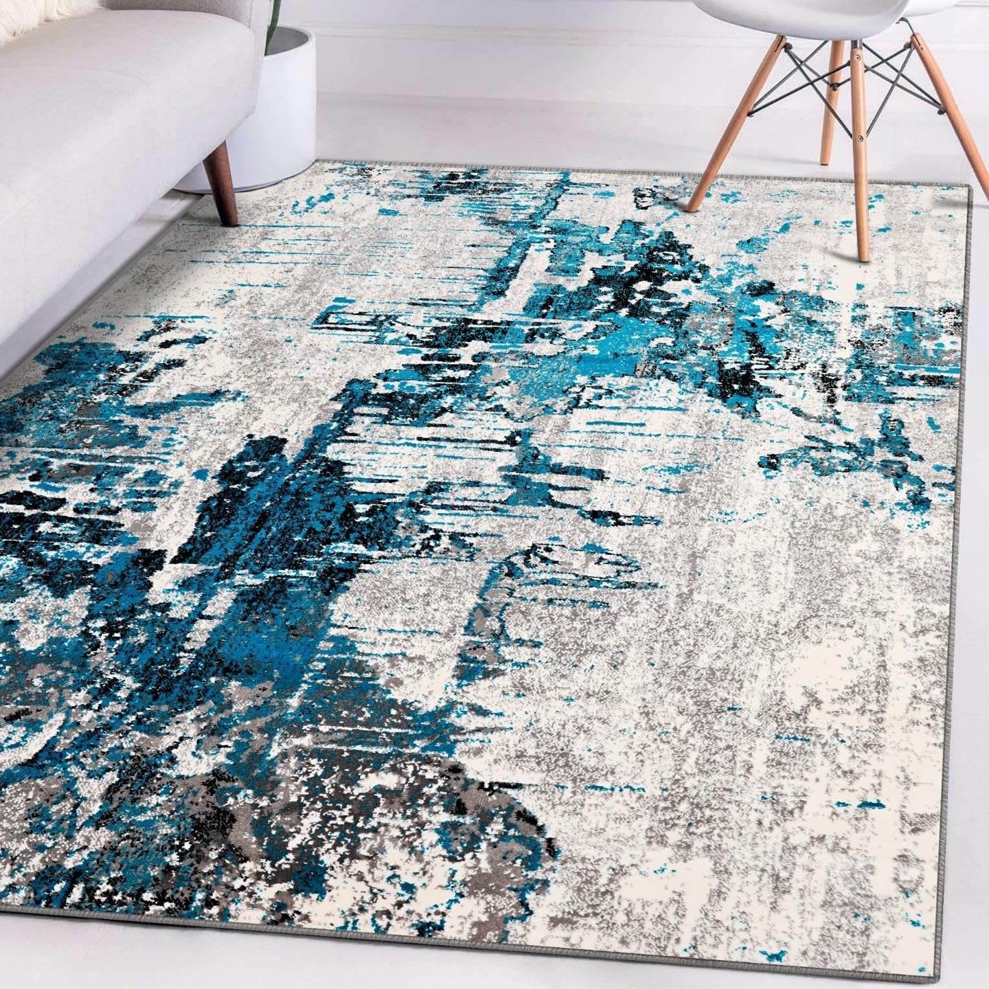 Amazon.com: LUXE WEAVERS Contemporary Abstract Area Rug, Turquoise 8x10 ...