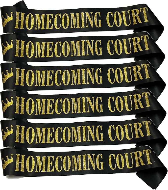 Amazon.com: Homecoming Court Sash Black, 6 Pack Black Satin with Gold ...