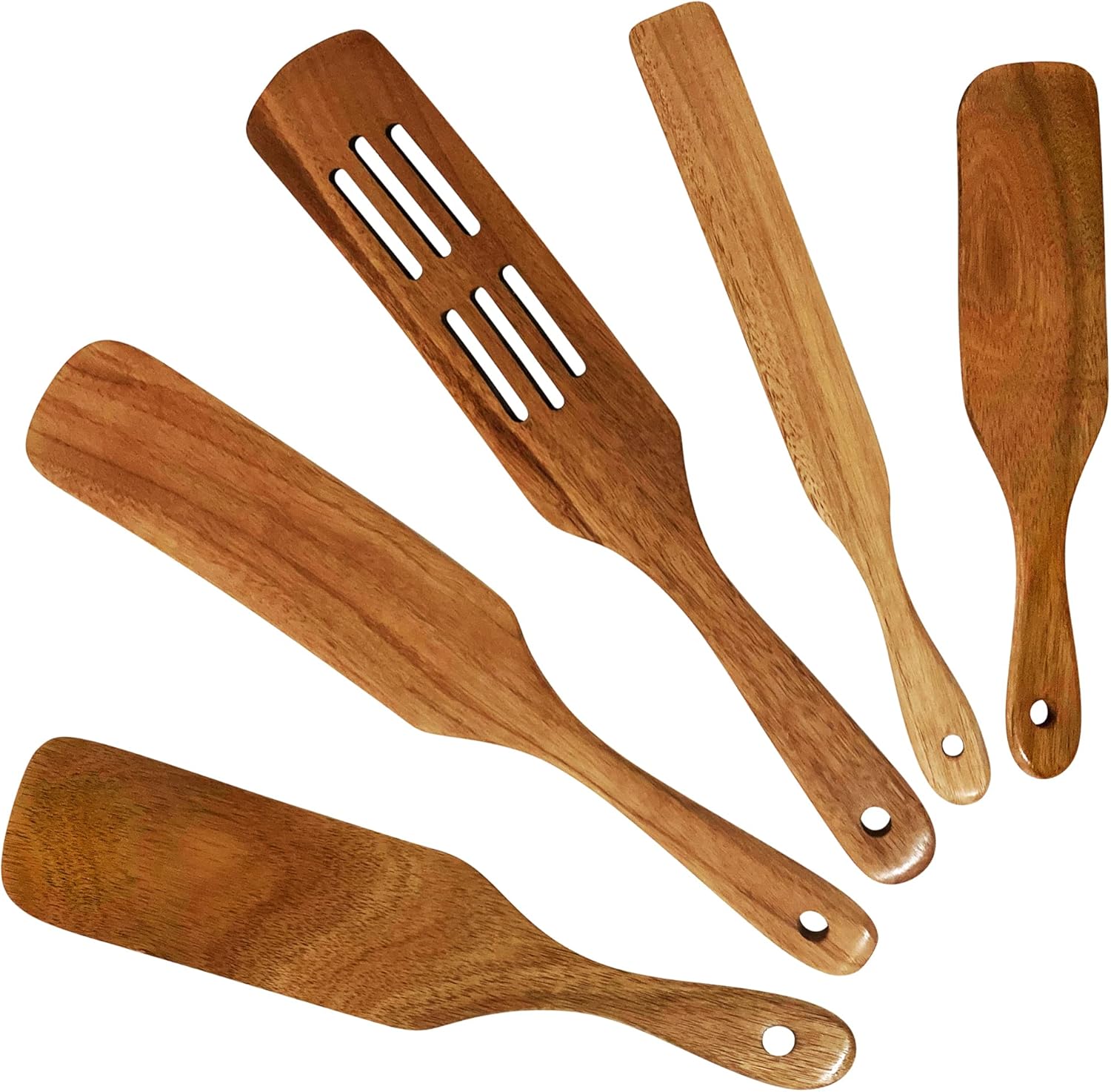 Amazon.com: Wooden Spurtles Kitchen Set of 5 PCs, Acacia Wood Spurtle ...