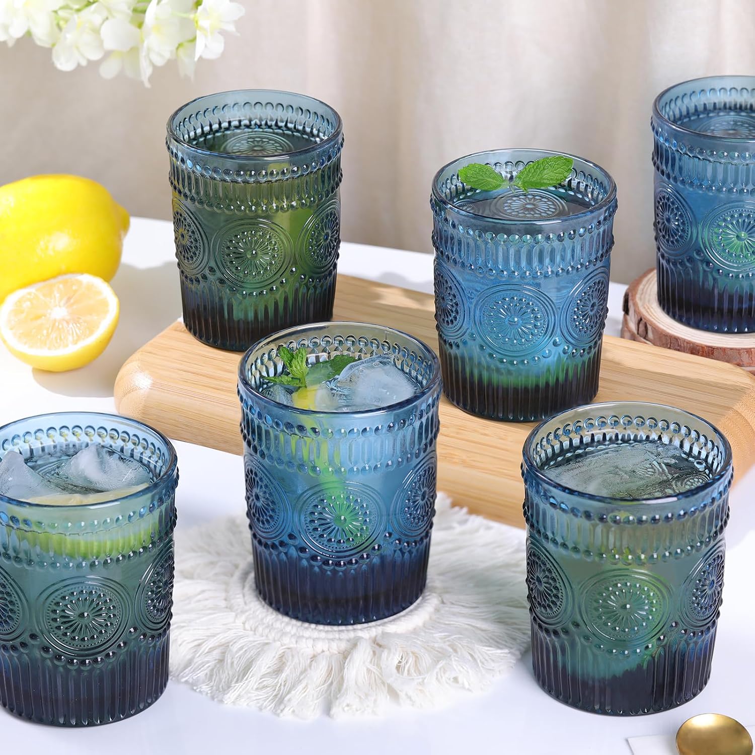 Amazon.com | Darlion Vintage Glassware Drinking Glasses Set of 6-10.5 ...