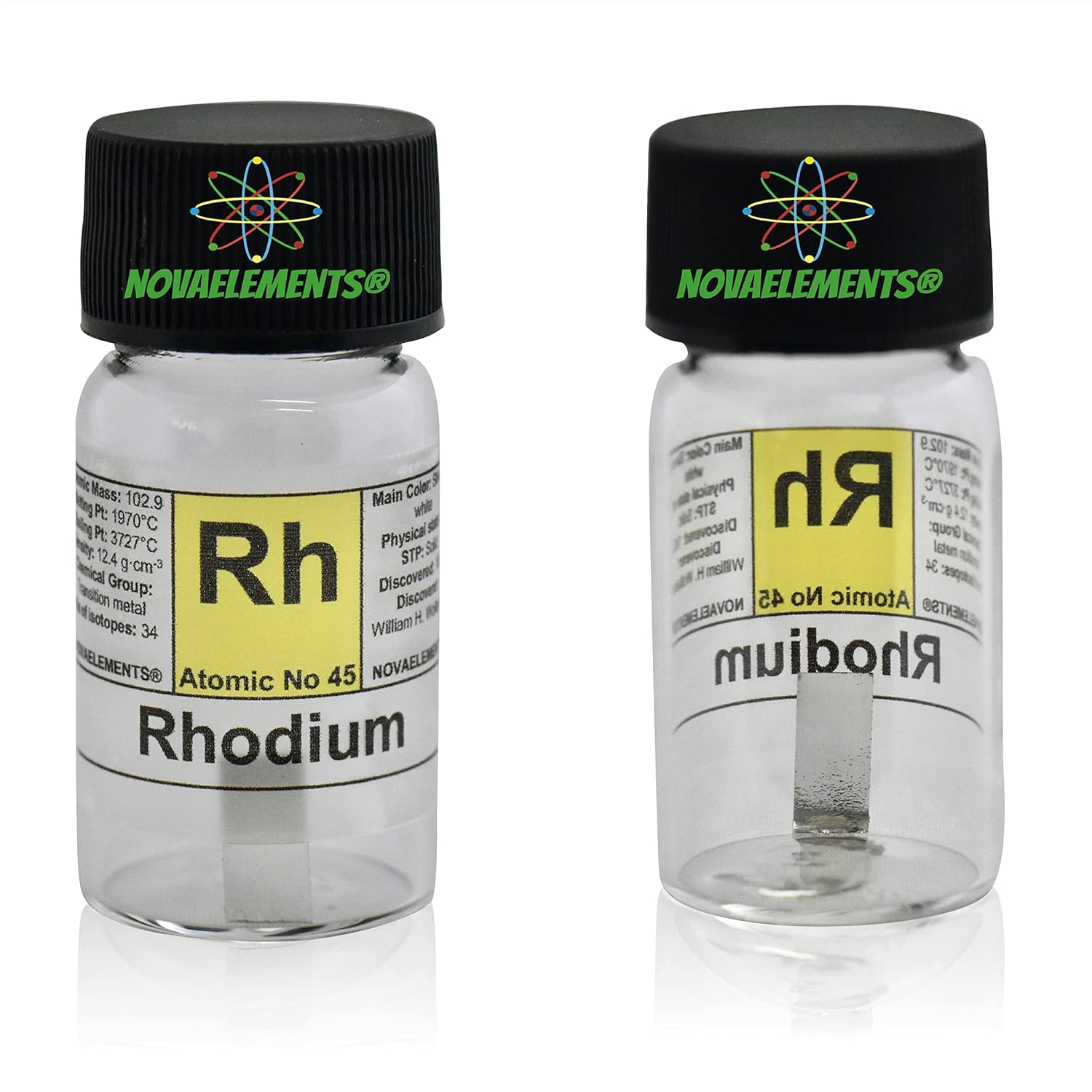 Rhodium element 45 Rh, champion pure 0.5 grams 99,99% in vial of glass ...