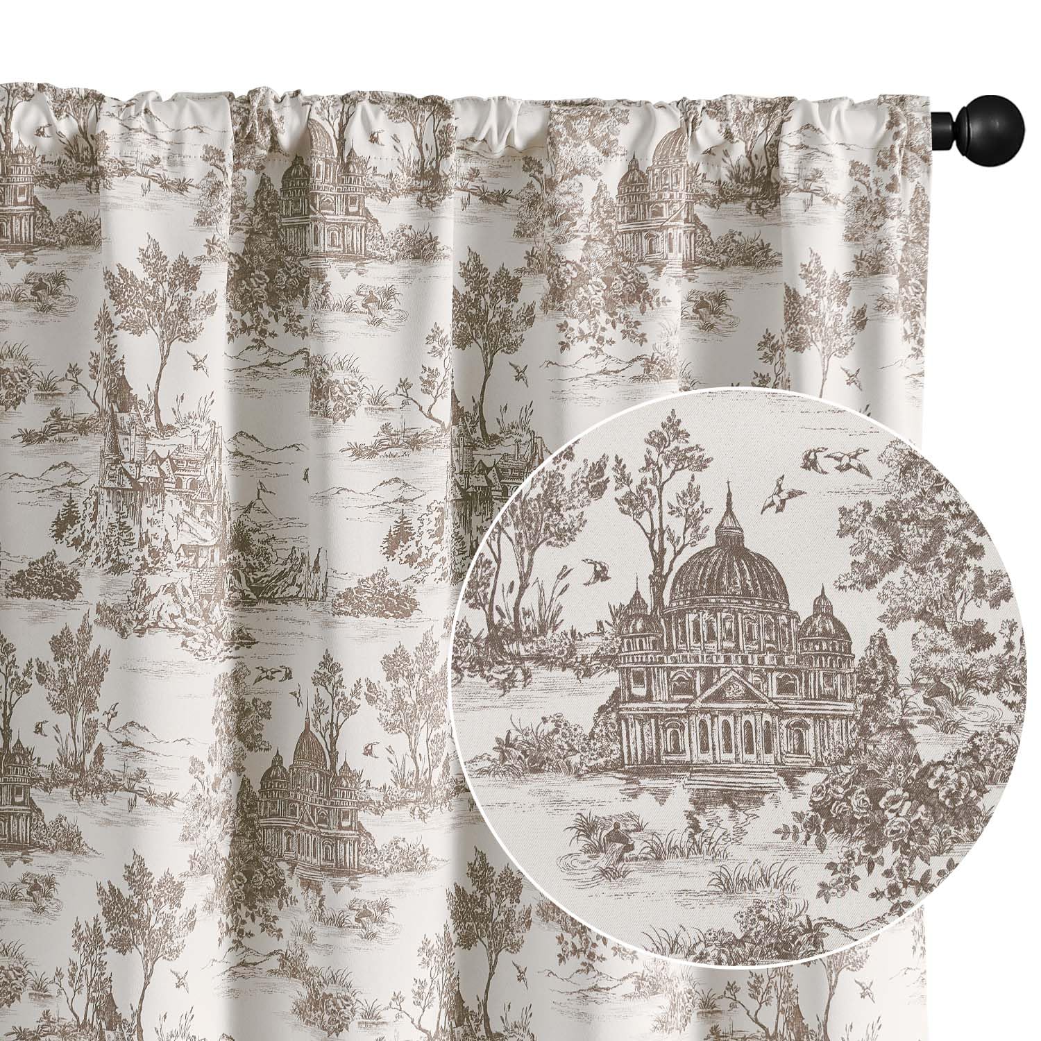 Amazon.com: jinchan 100% Blackout Toile Curtains for Bedroom, 84 Inch ...