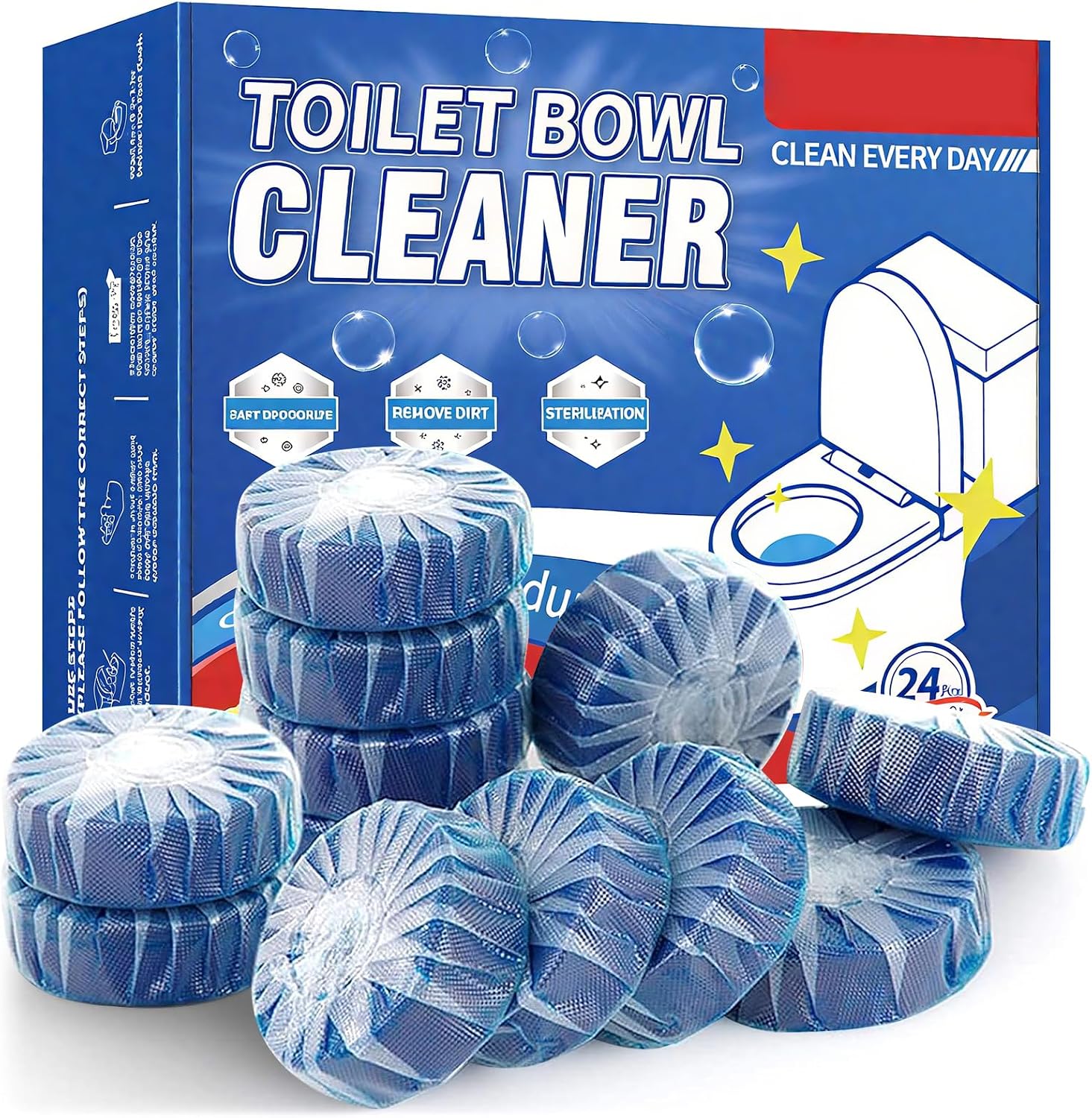 Toilet Bowl Cleaners - 24 PACK, Household Toilet Cleaner, Automatic ...