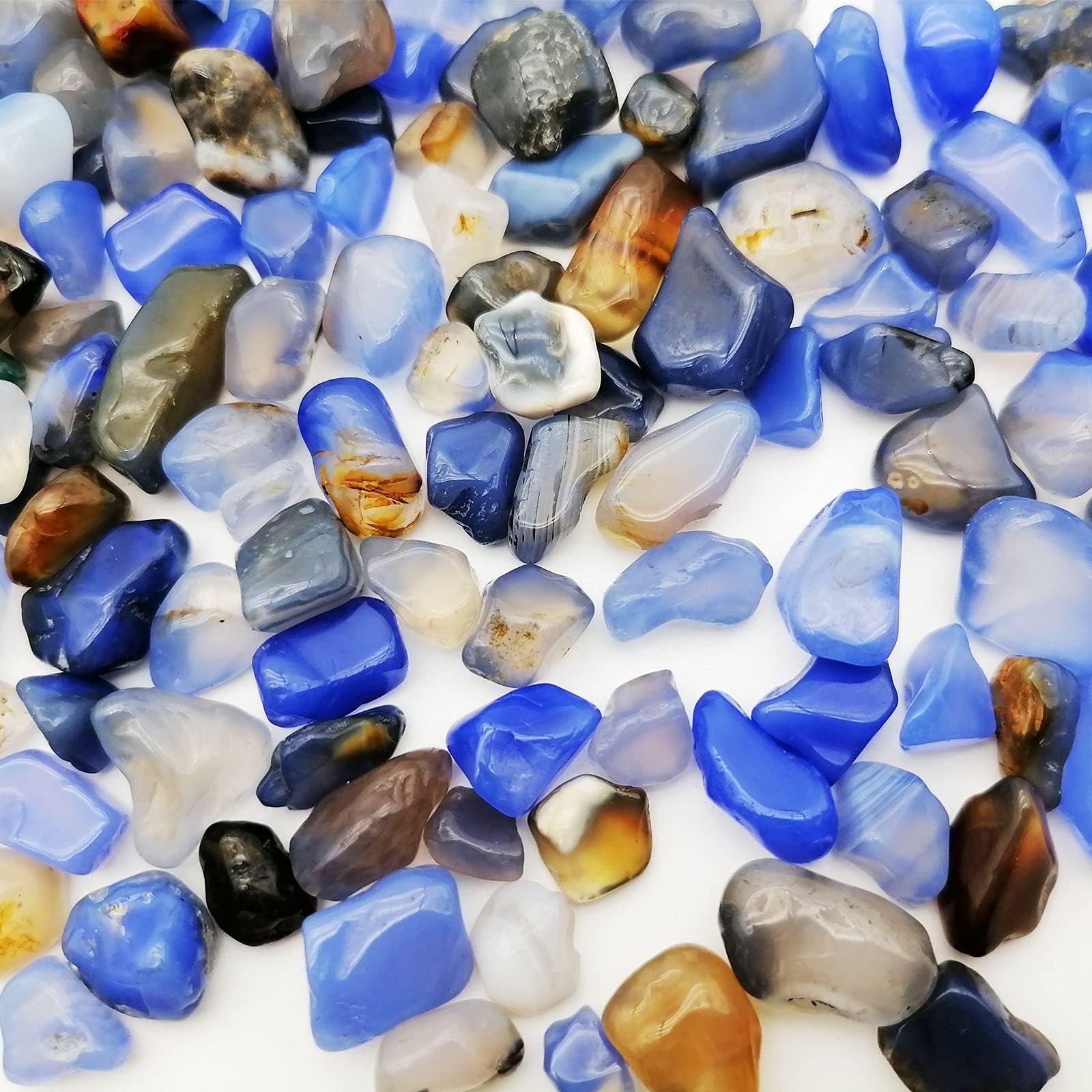 Amazon.com: Hilitchi Blue Agate Stone Tumbled Stones for Plants Cacti ...