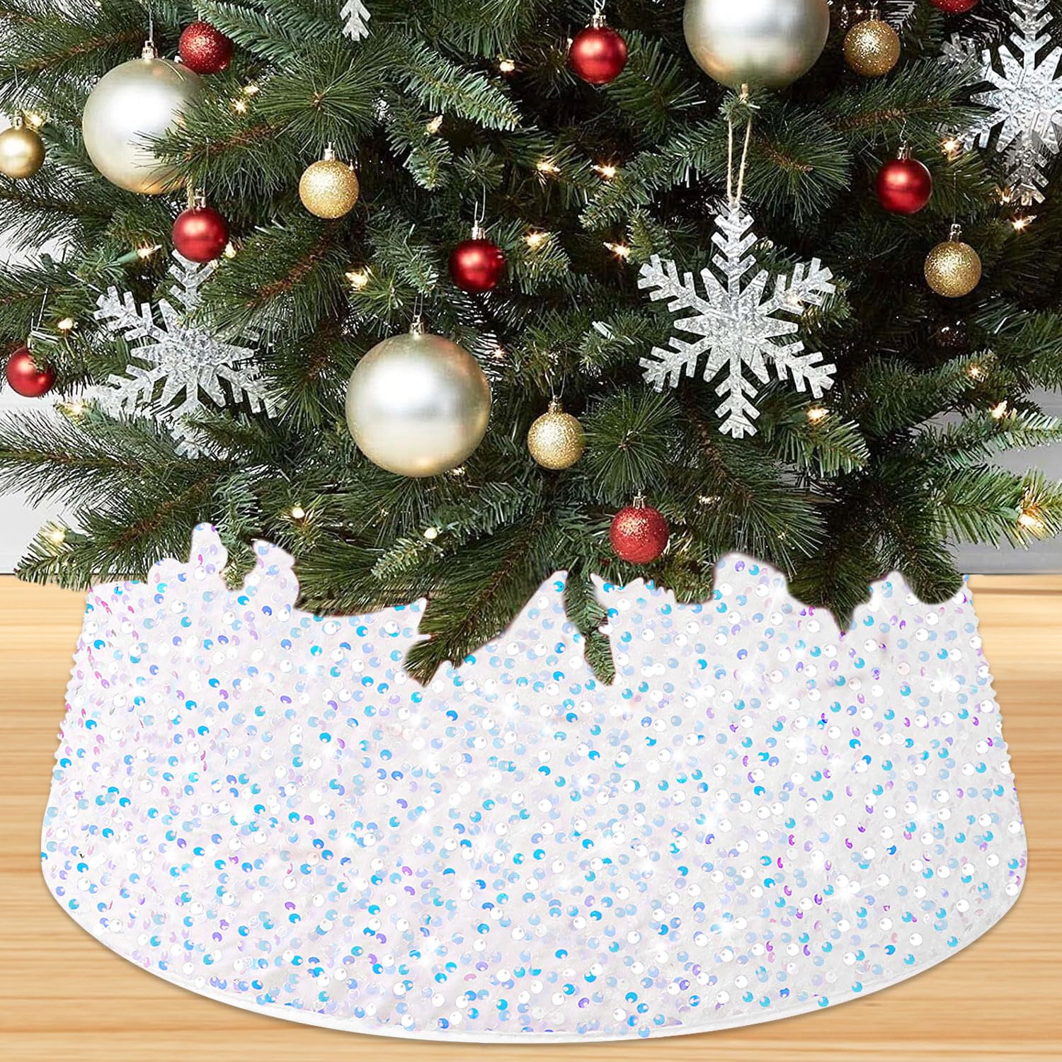 Amazon.com: PATYDEST White Christmas Tree Collar Large Christmas Tree ...
