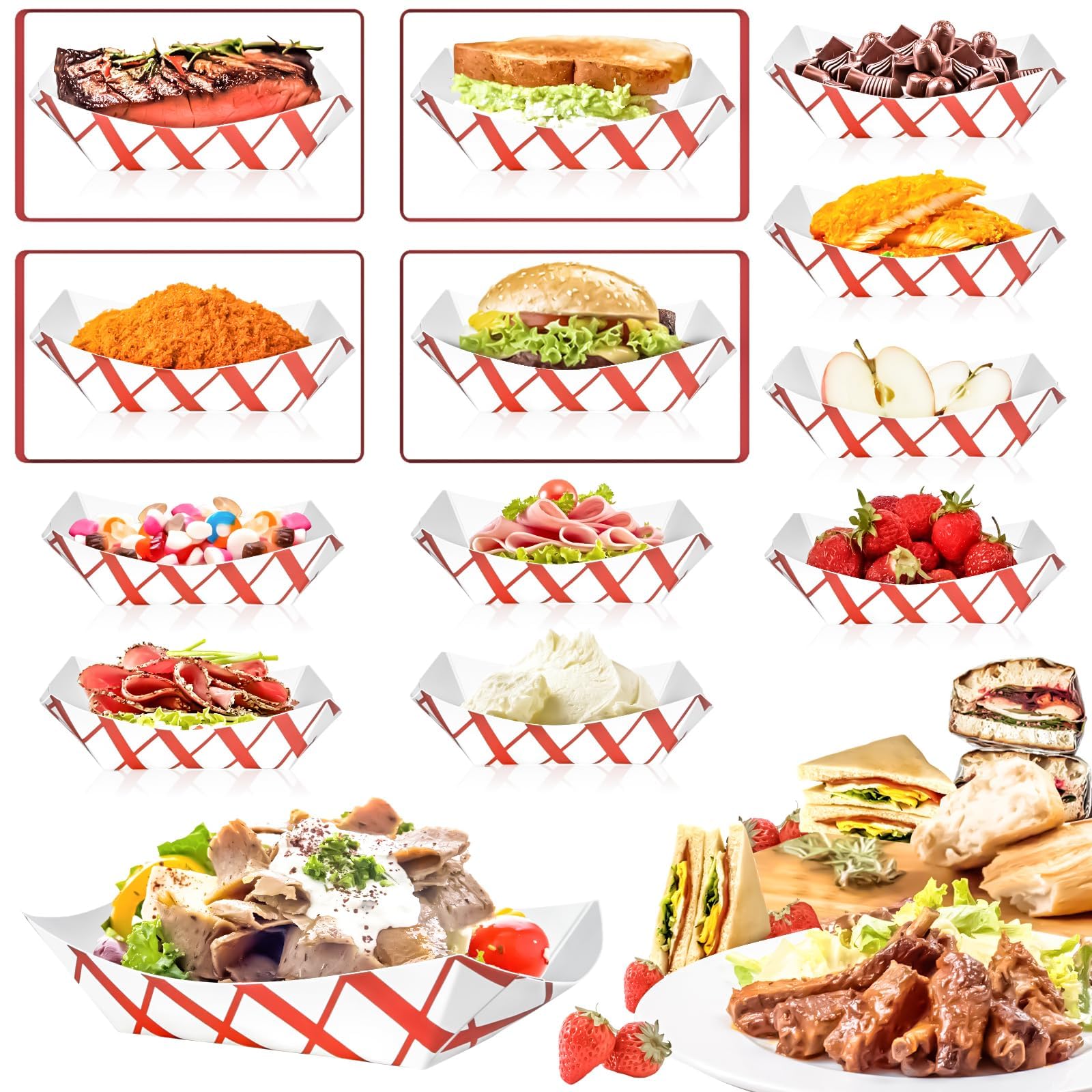 Snapklik.com : MotBach 100 Pack 2Lb Paper Food Boat Trays Disposable ...