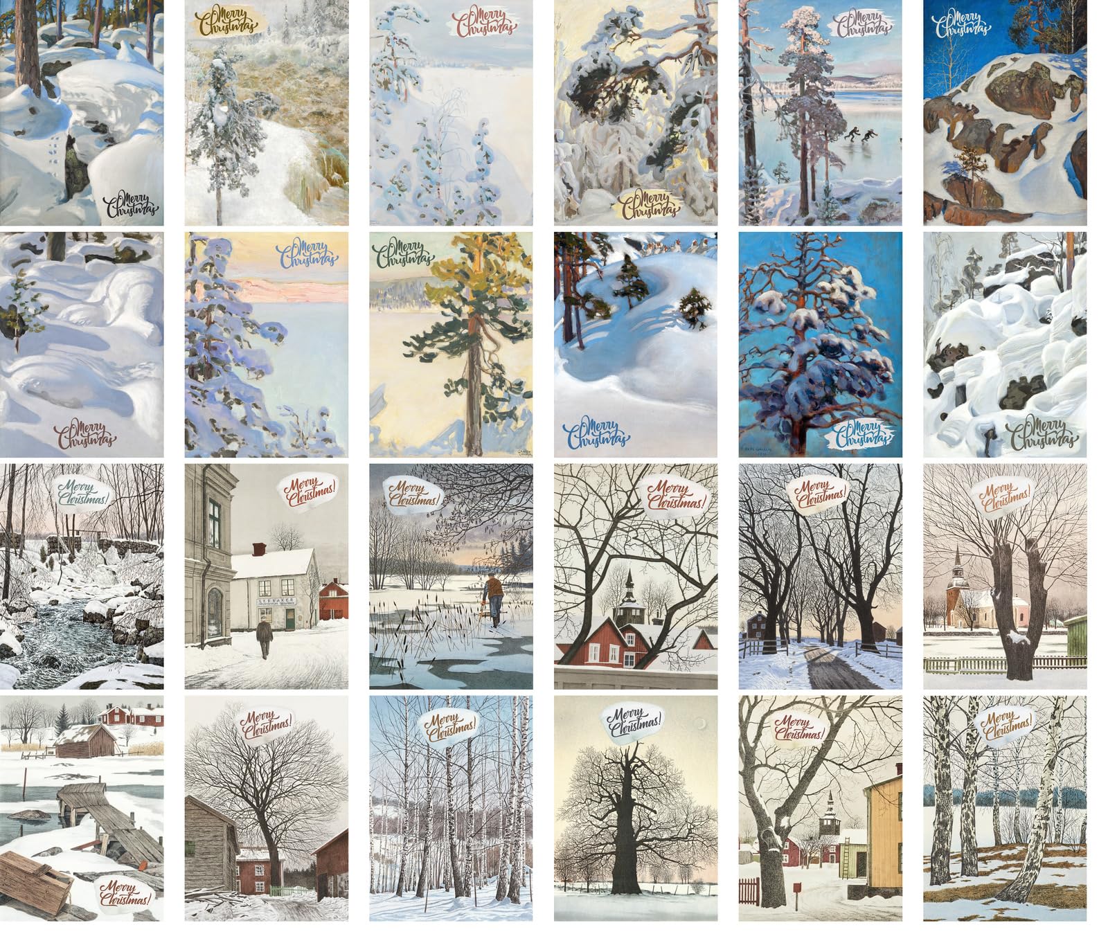 PIXILUV Christmas Postcards 24 pcs ~ Winter Serenity: Vintage Christmas ...