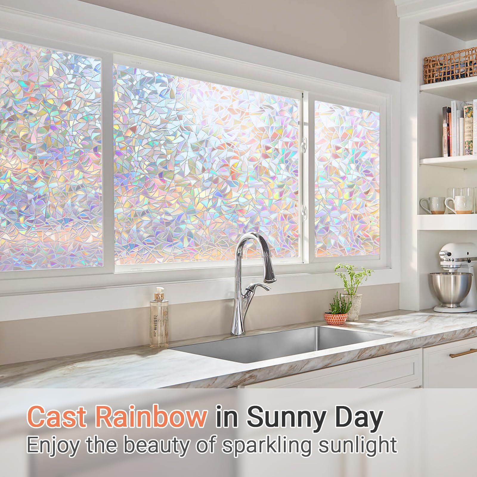LUTE Window Privacy Film, Rainbow Window Film, 3D Decorative Stained ...