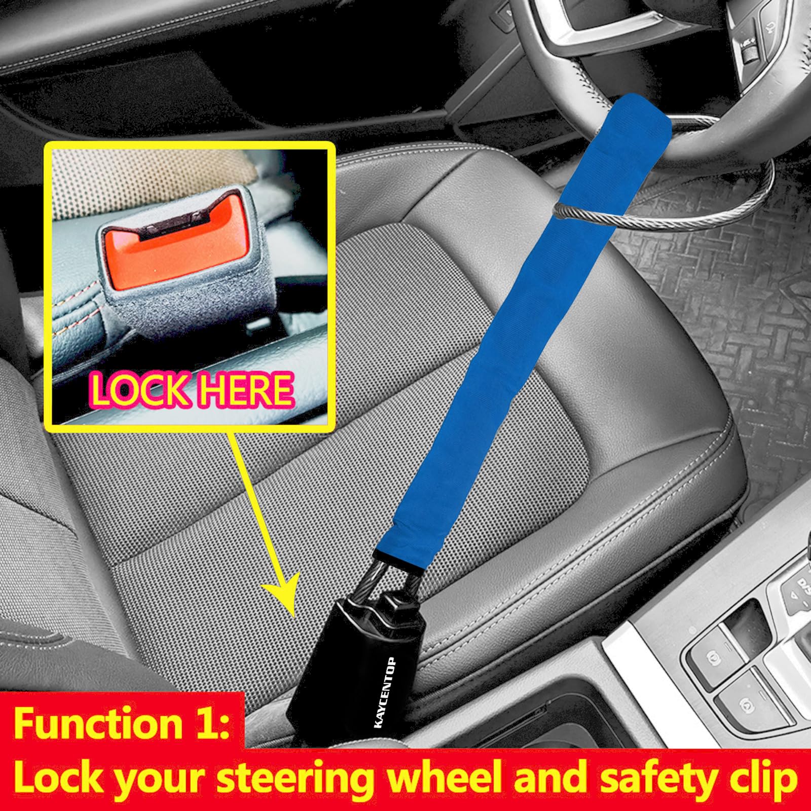 Snapklik.com : KAYCENTOP Car Steering Wheel Lock, Seat Belt Lock, Anti ...