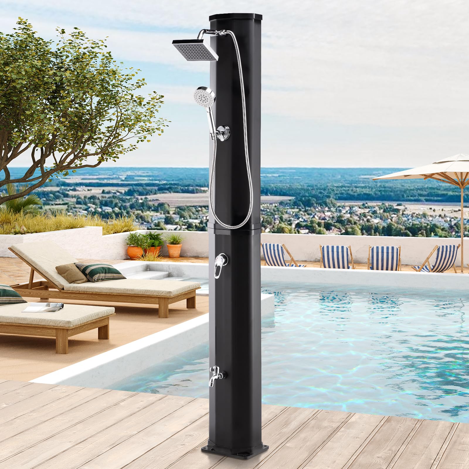 16 Gallon Solar Outdoor Shower Solar Heated Shower with Shower Head ...