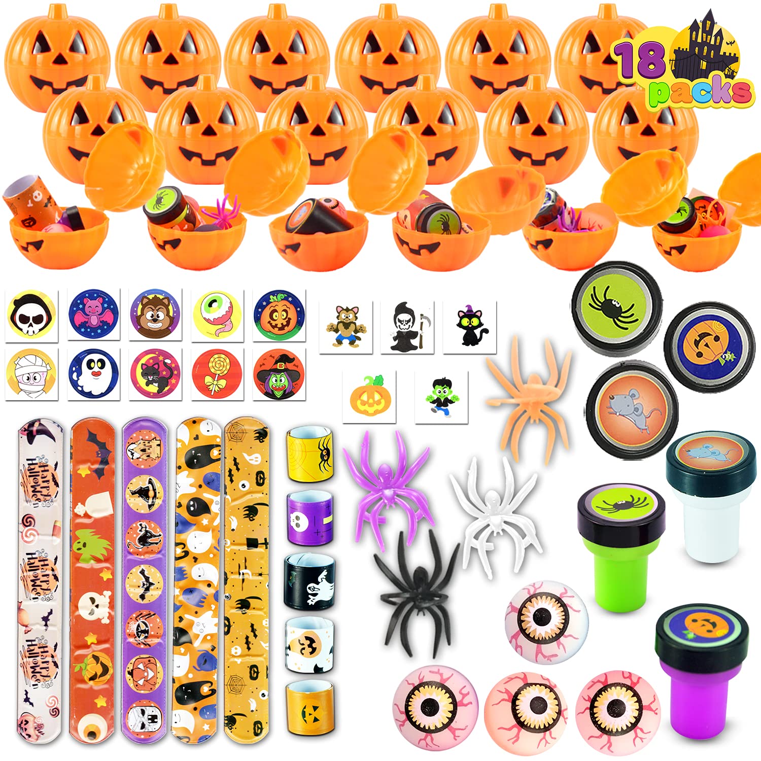 Buy JOYIN126 Pcs Halloween Party Favors Toy Set, 18 Packs Prefilled ...