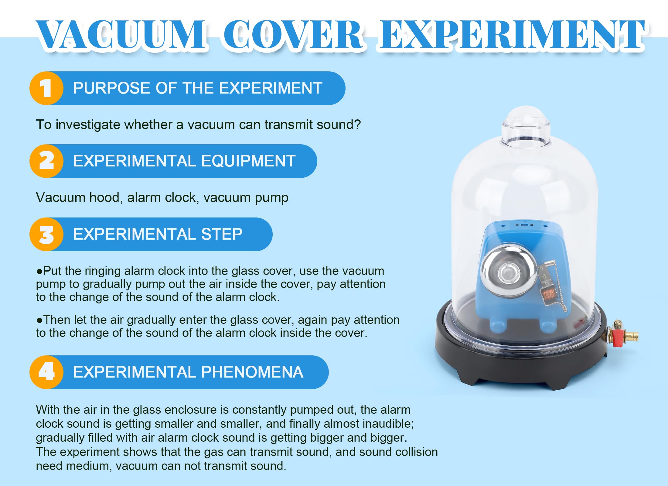 Transparent PVC Bell Jar Bell In Vacuum Jar Sound Physics Demonstration ...