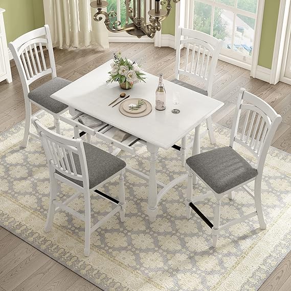 Amazon.com - 5-Piece Counter Height Dining Table Set for 4 People, Mid ...