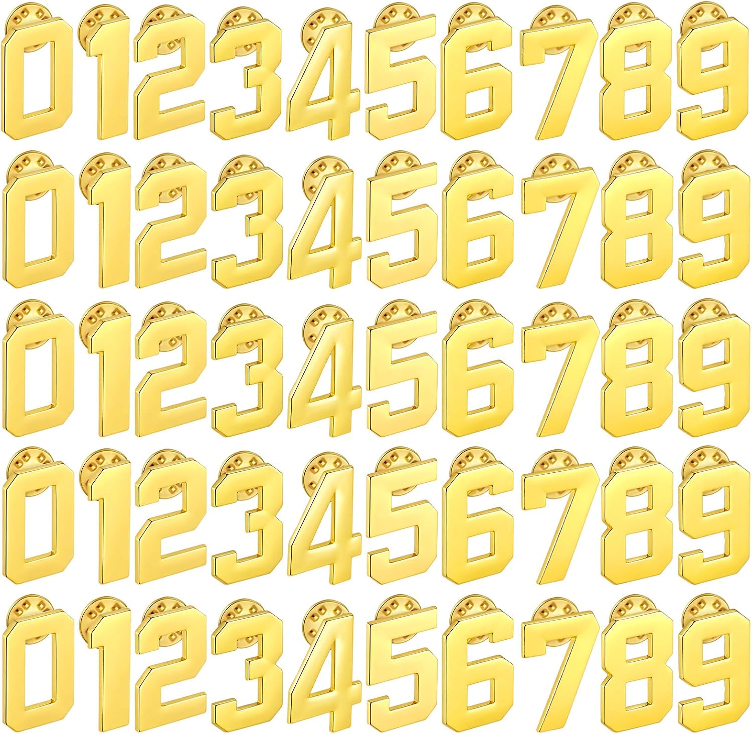 Amazon.com: Tondiamo 50 Pcs 0-9 Number Lapel Pins Gold Brooch Pin ...