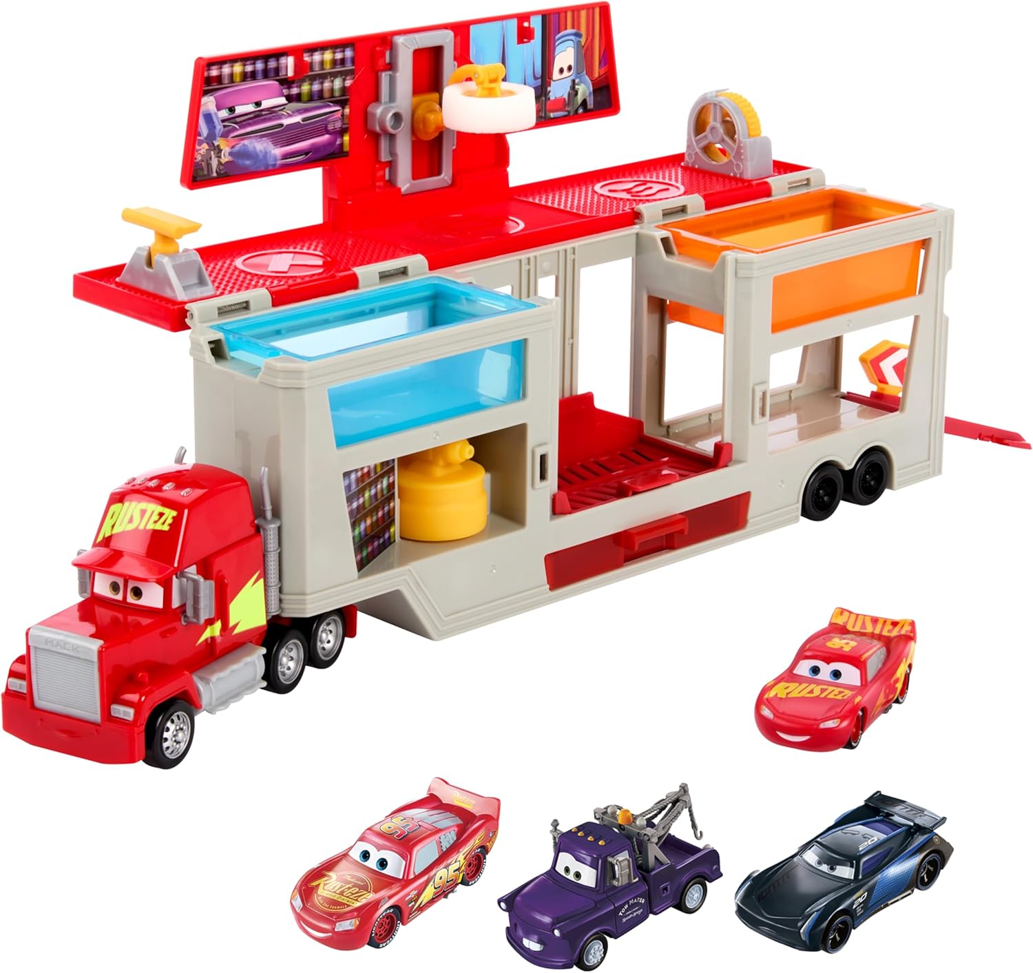 Amazon.com: Mattel Disney Pixar Cars Color Changers Paint Shop Mack ...