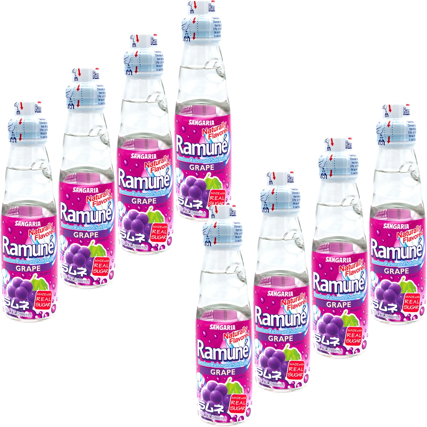Amazon.com : Ramune Japanese Soda, Grape, 6.76 Fluid Ounce, Pack of 8 ...