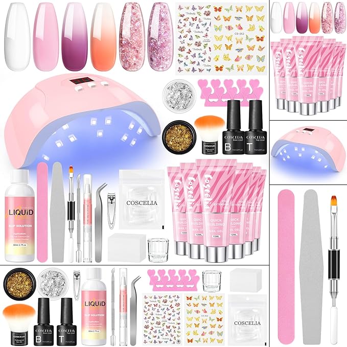 Amazon.com : Poly Nail Gel Kit with U V Light 36W, 6PCS Poly Extension ...