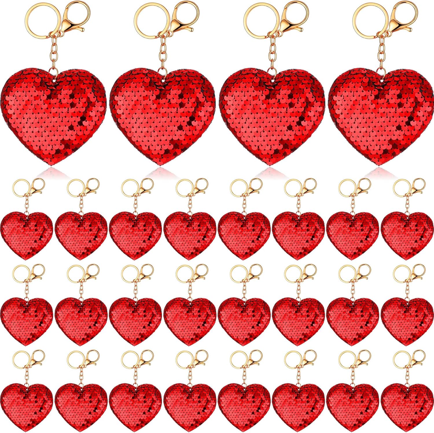 Amazon.com: Loetere 48 Pcs Valentine's Sequin Keychain Glitter Sequin ...