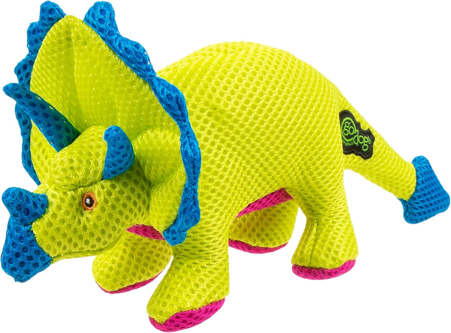 Amazon.com: goDog Double Chew Guard Mesh Dinos Frills Squeaky Dog Toy ...