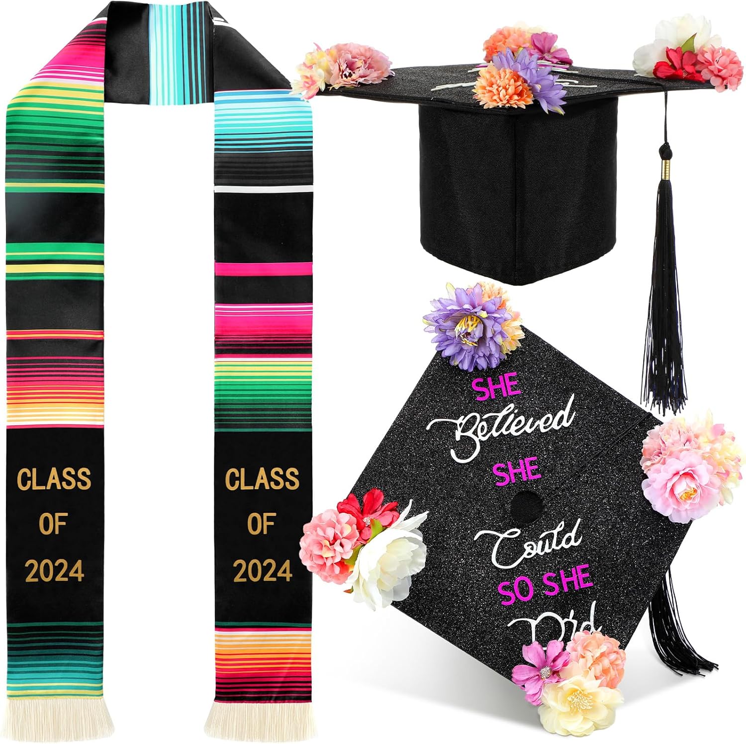 Amazon.com: Newcotte 2 Pcs Mexican Graduation Sash Cap Set Mexican ...