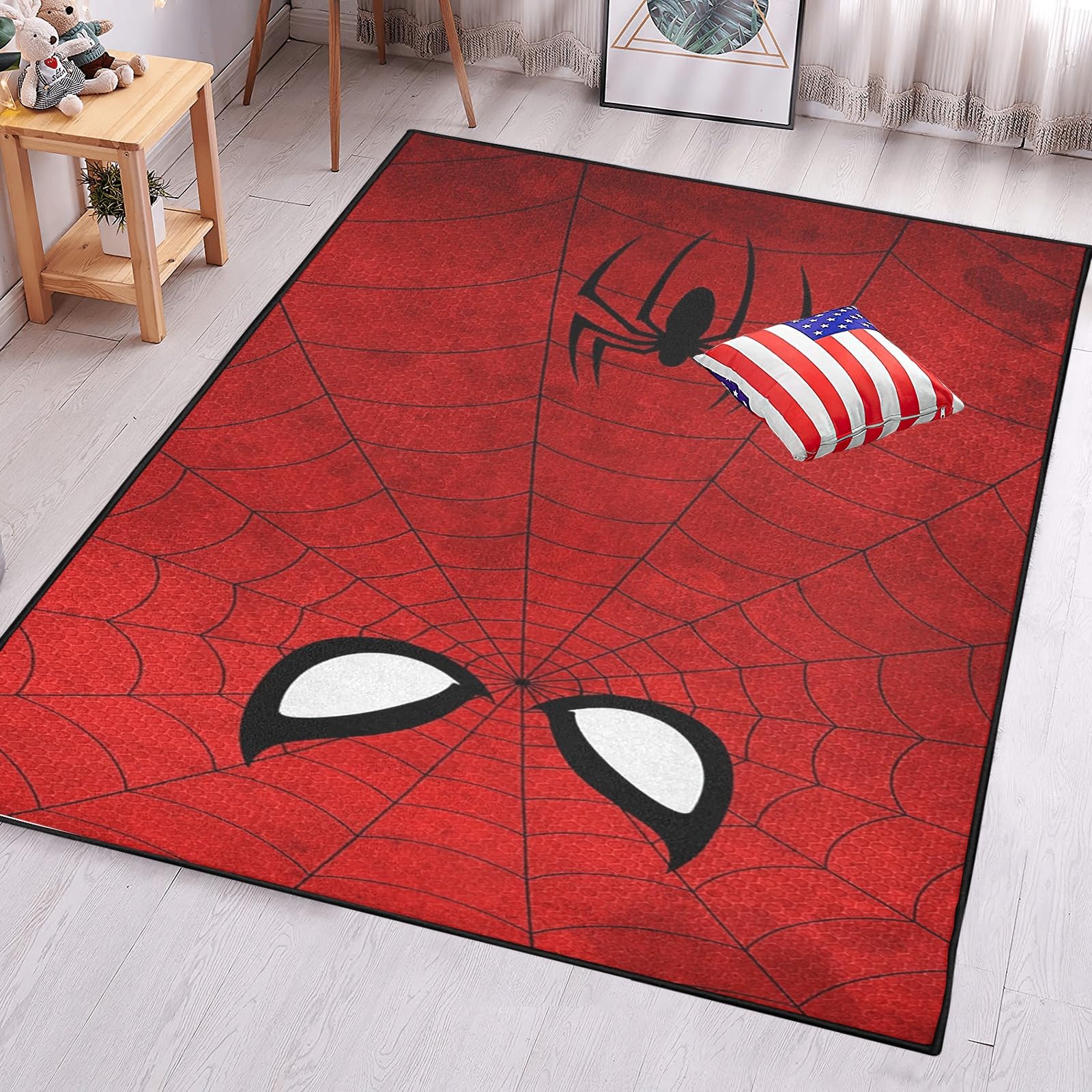 Spider Area Rug 3D Digital Print Red Spider Web Rug Perfect for Kids ...