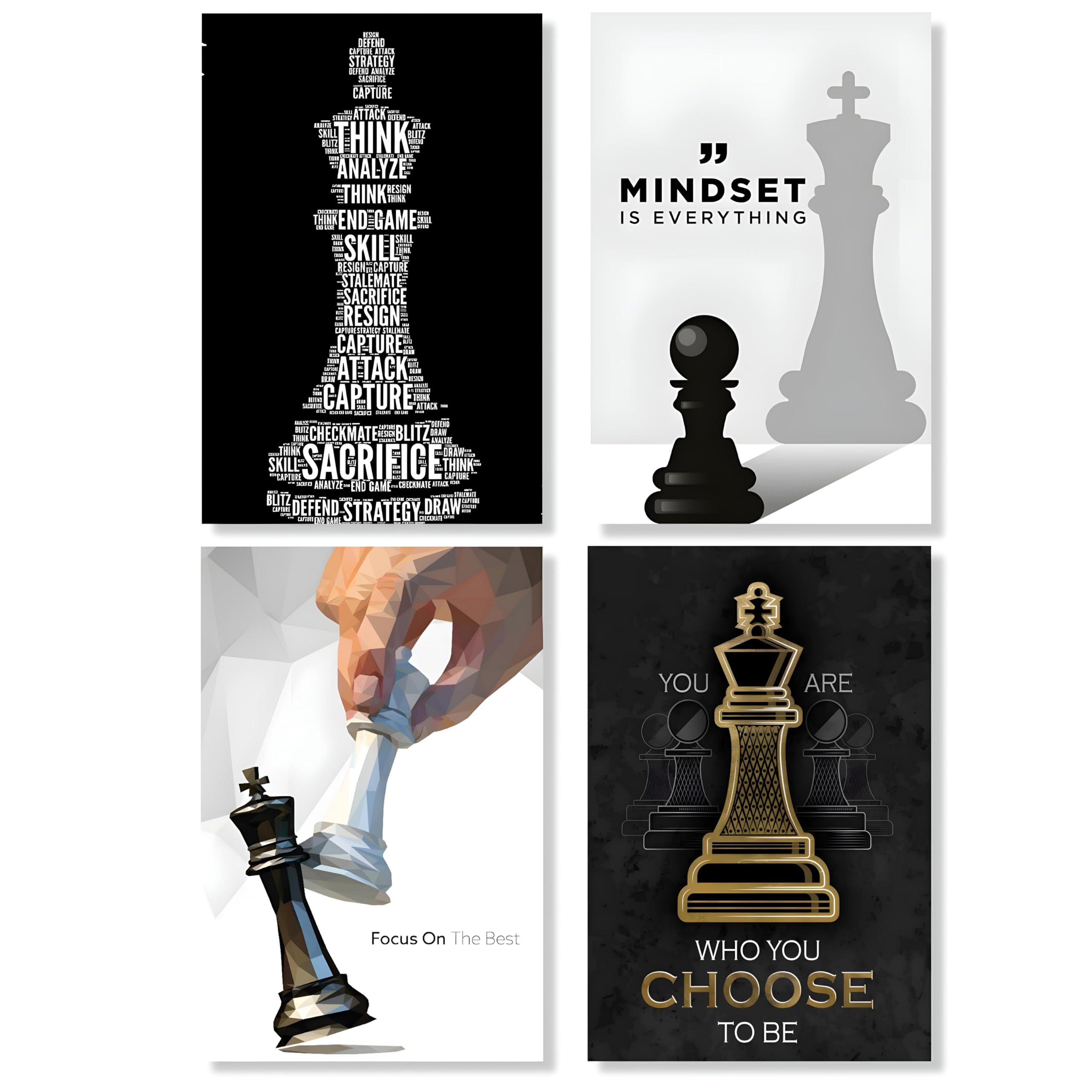 Frame House's Motivational Chess Inspiration Wall Art Poster Set of 4 ...