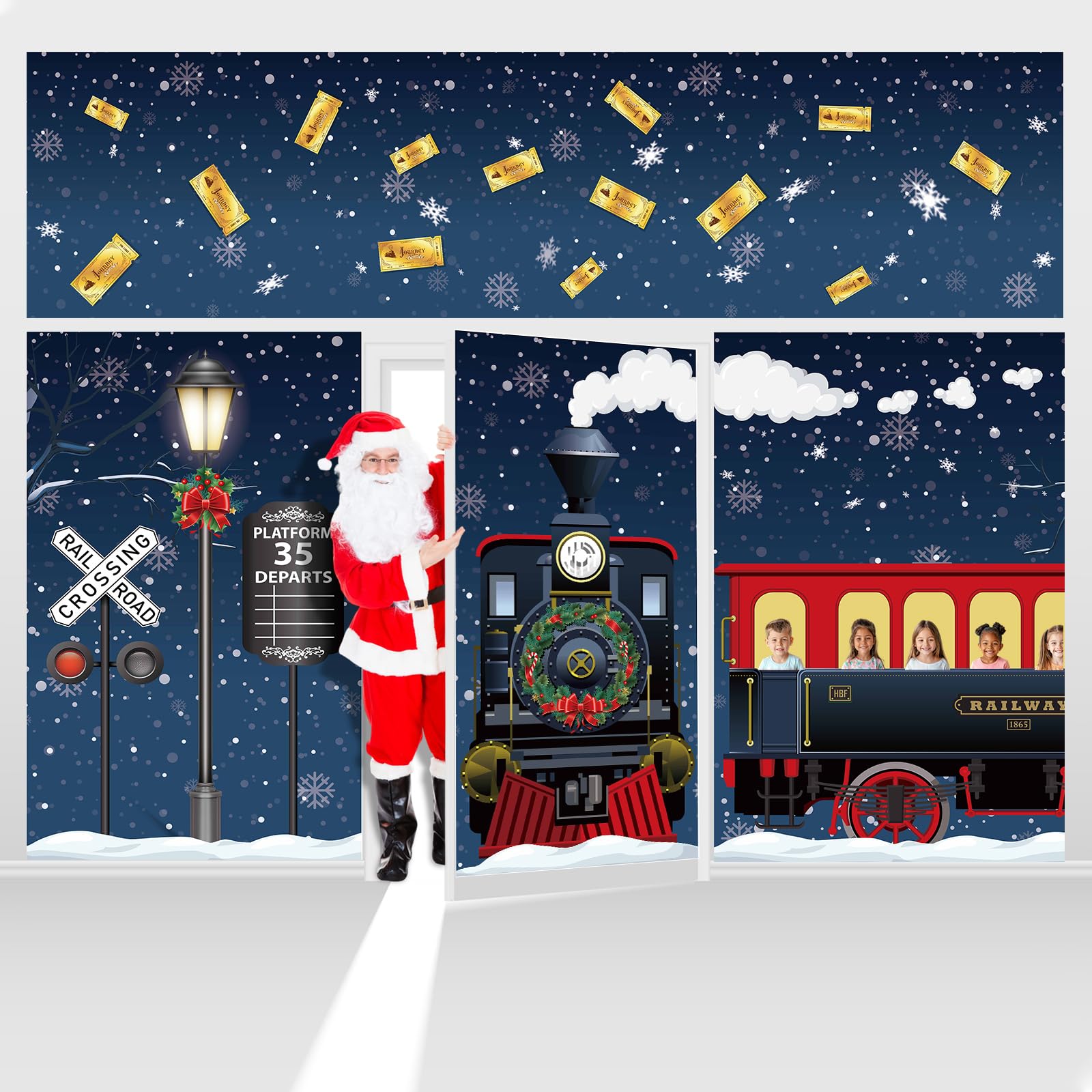 Snapklik.com : SmoothNovelty 4 Pcs Christmas Express Train Door Banner ...
