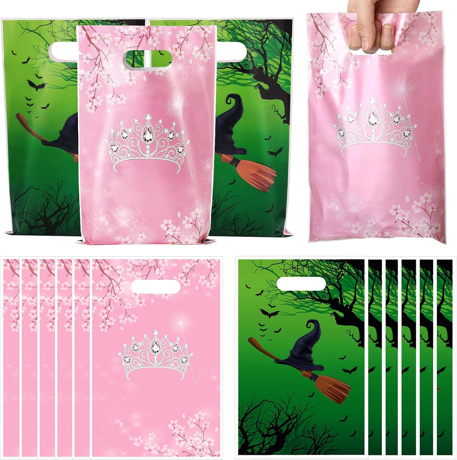Amazon.com: SALACOOL 50 Sets Witch Goodie Bags,Pink Crown Green Cartoon ...
