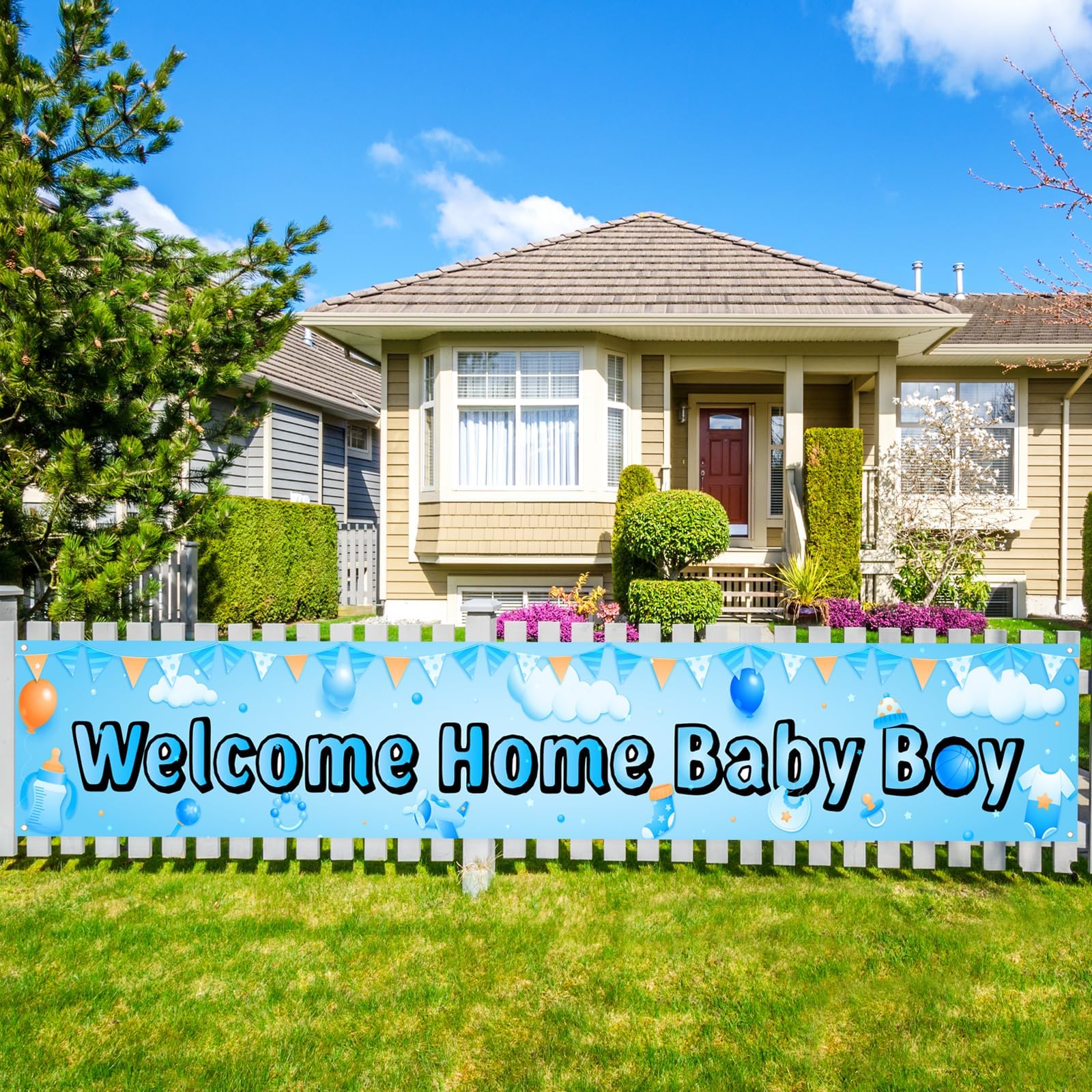 Amazon.com: Liphontcta Welcome Little Man Gifts Banner-Blue Glittery ...