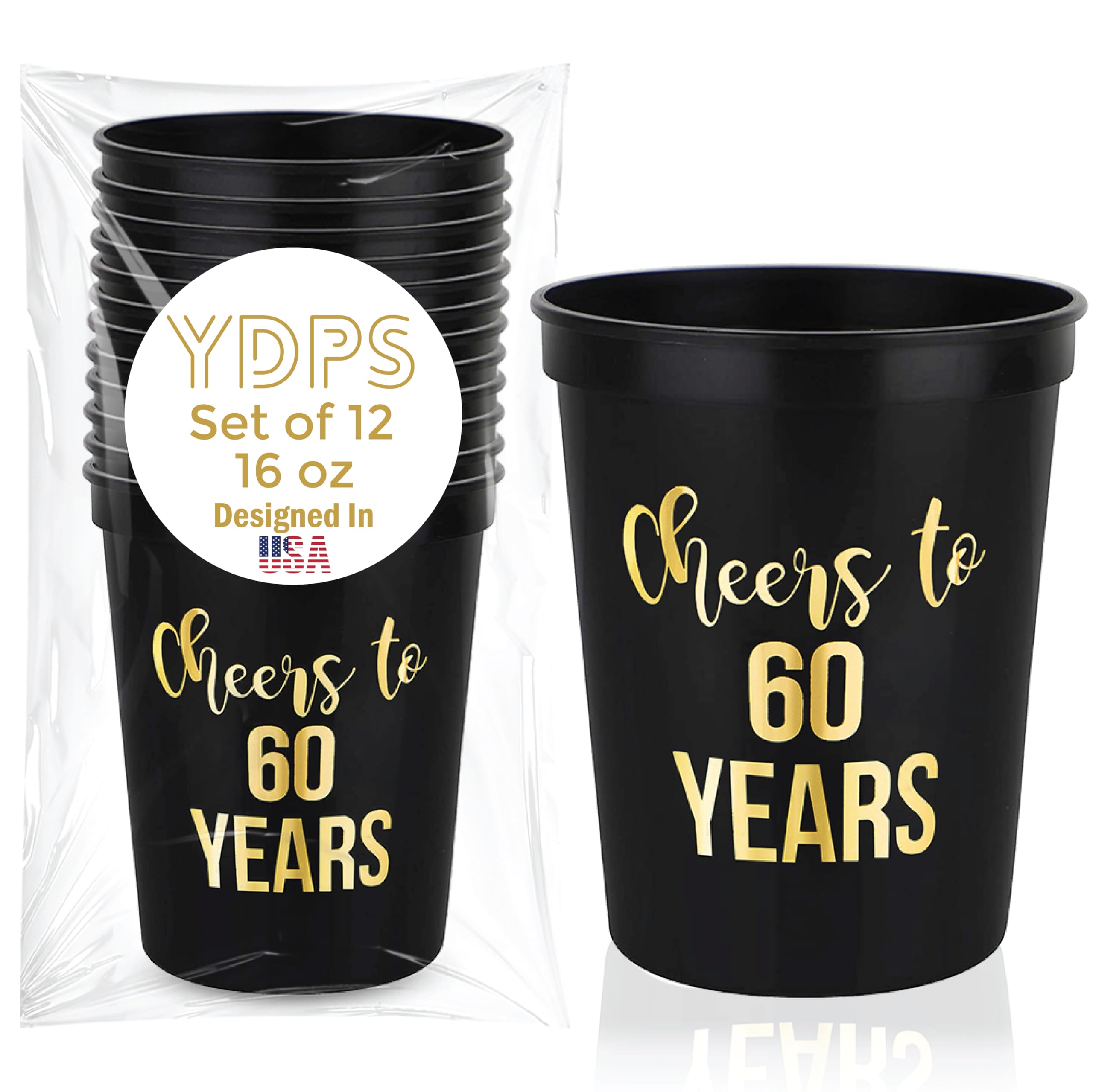 Snapklik.com : Cheers To 60 Years Old Birthday Decoration Cups, 12-Pack ...