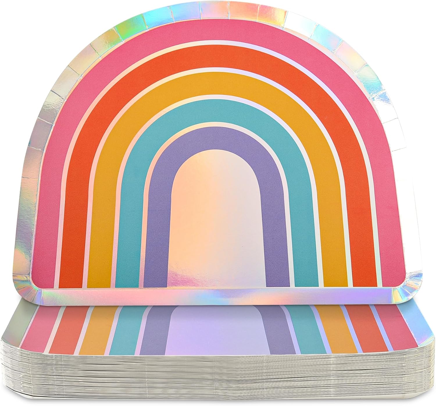 Amazon.com: AimFun Rainbow Paper Plates Pastel Rainbow Shaped Party ...