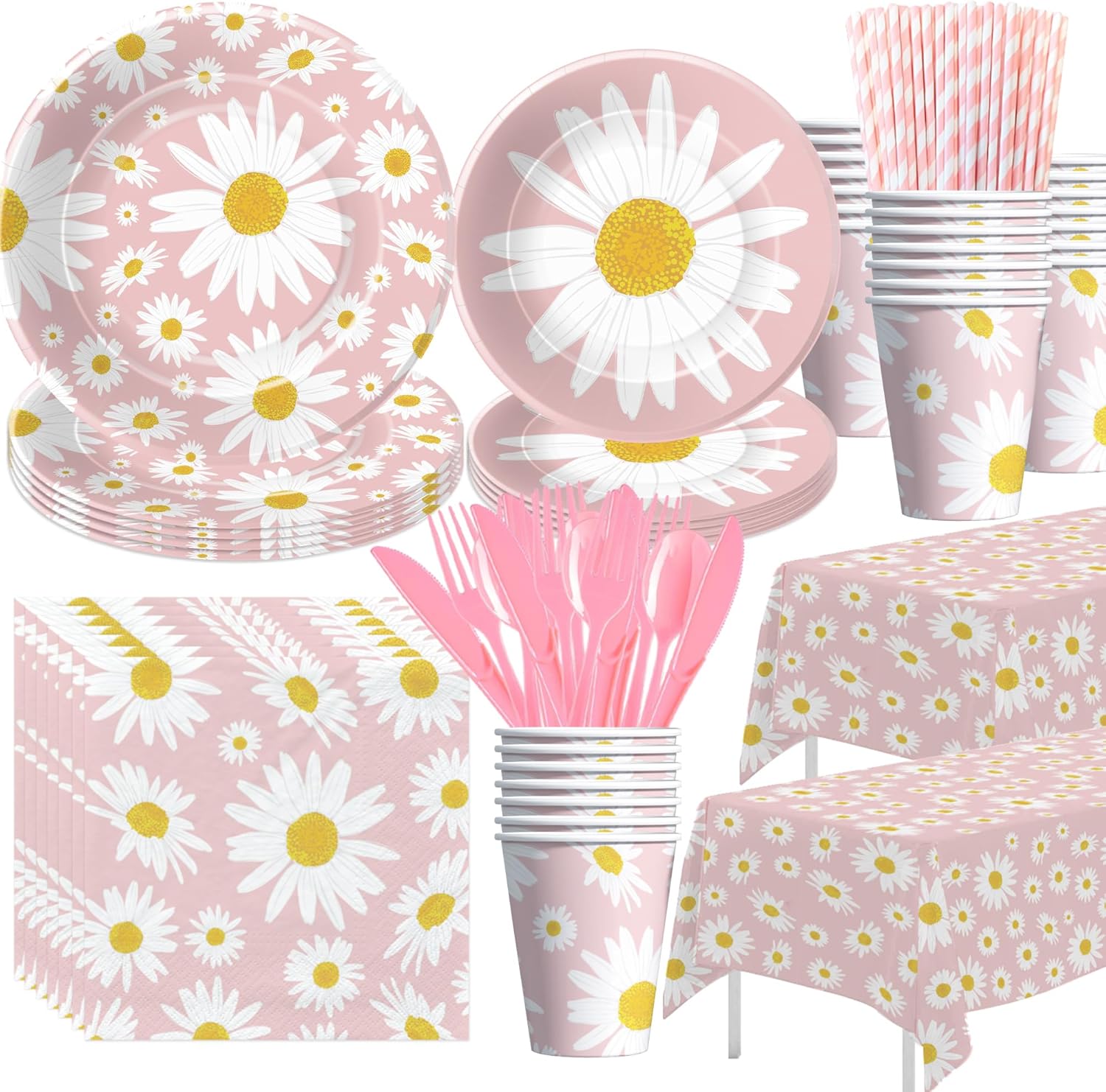 Amazon.com: Xigejob Daisy Party Decorations Tableware, Groovy Retro ...