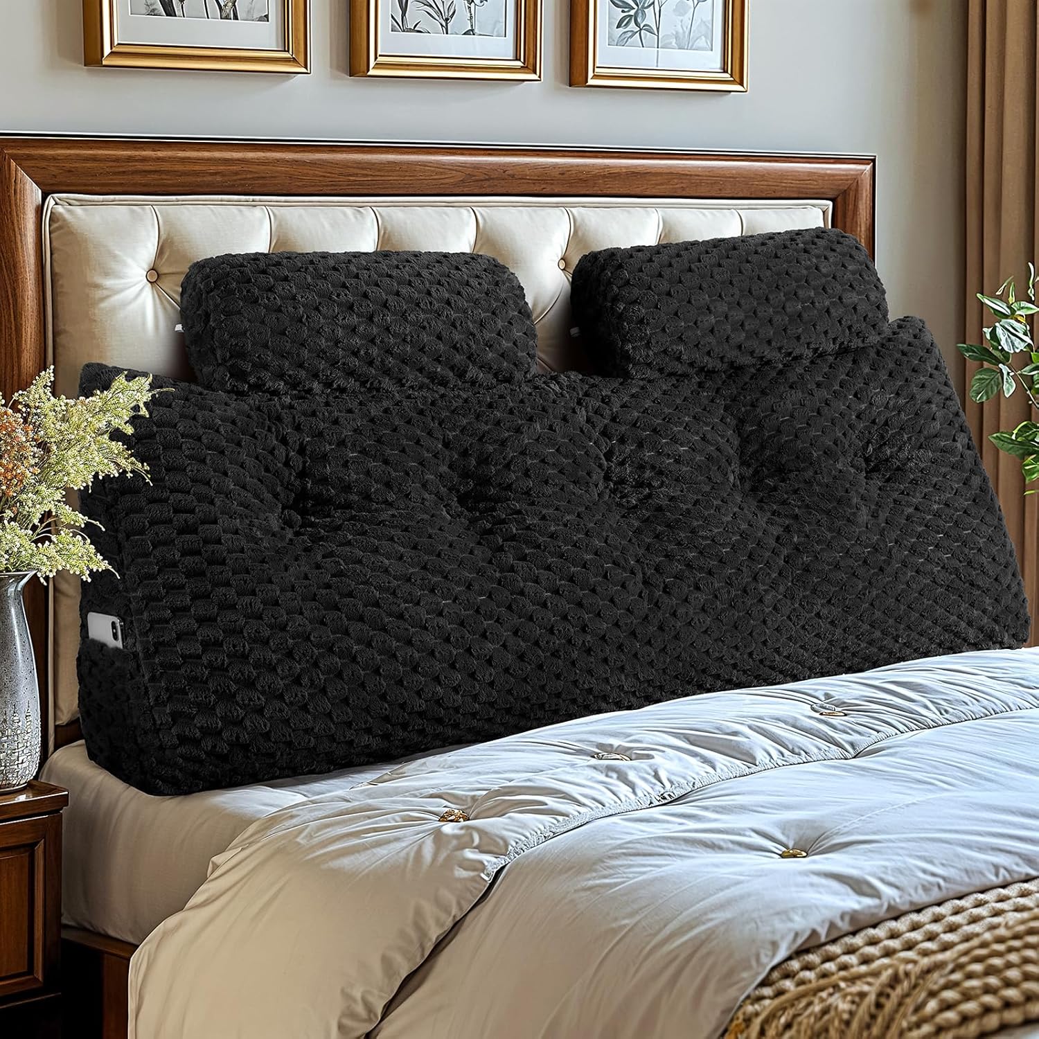 Amazon.com: AiAngu Headboard Wedge Pillow with 2 Pack Neck Roll Pillow ...