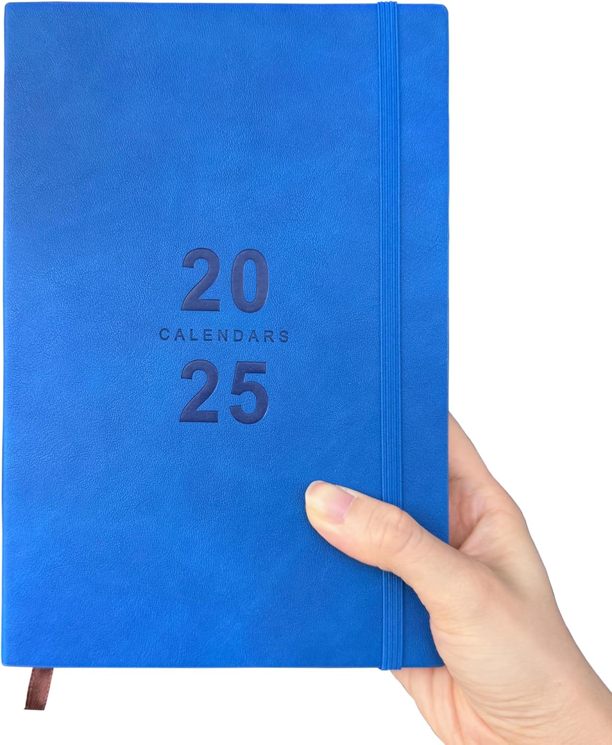 Amazon.com : Blue Faux Leather Daily Planner 2025 - 8.5"x5.8" Agenda ...