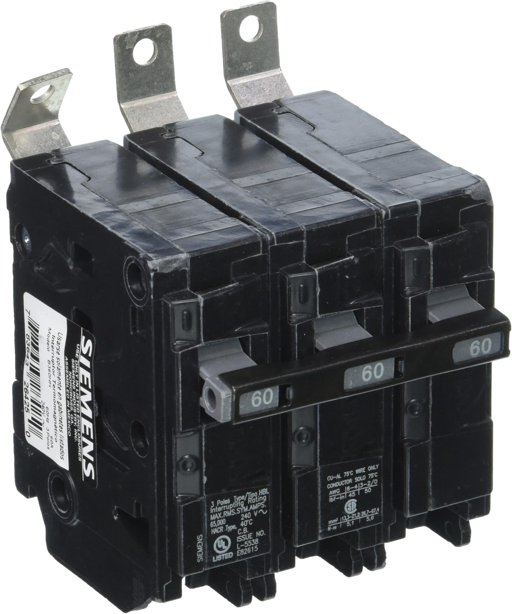 SIEMENS B320 20-Amp Three Pole 240-Volt 10KAIC Bolt in Breaker ...