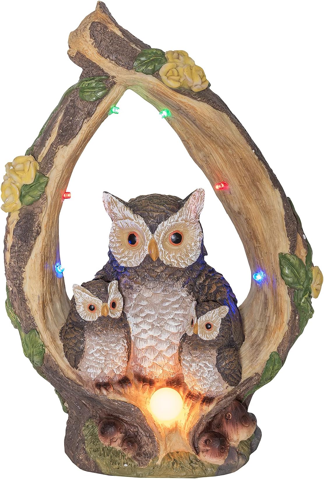 GloBrite Solar Owl Family on Tree Log Statue LED Light for Outdoor ...