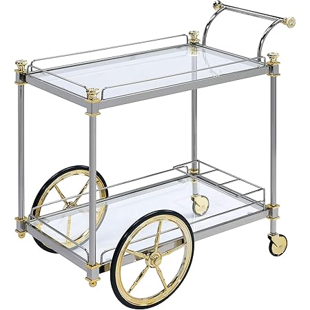 Amazon.com - ACME Cyrus Serving Cart - - Black/Gold & Clear Glass - Bar ...