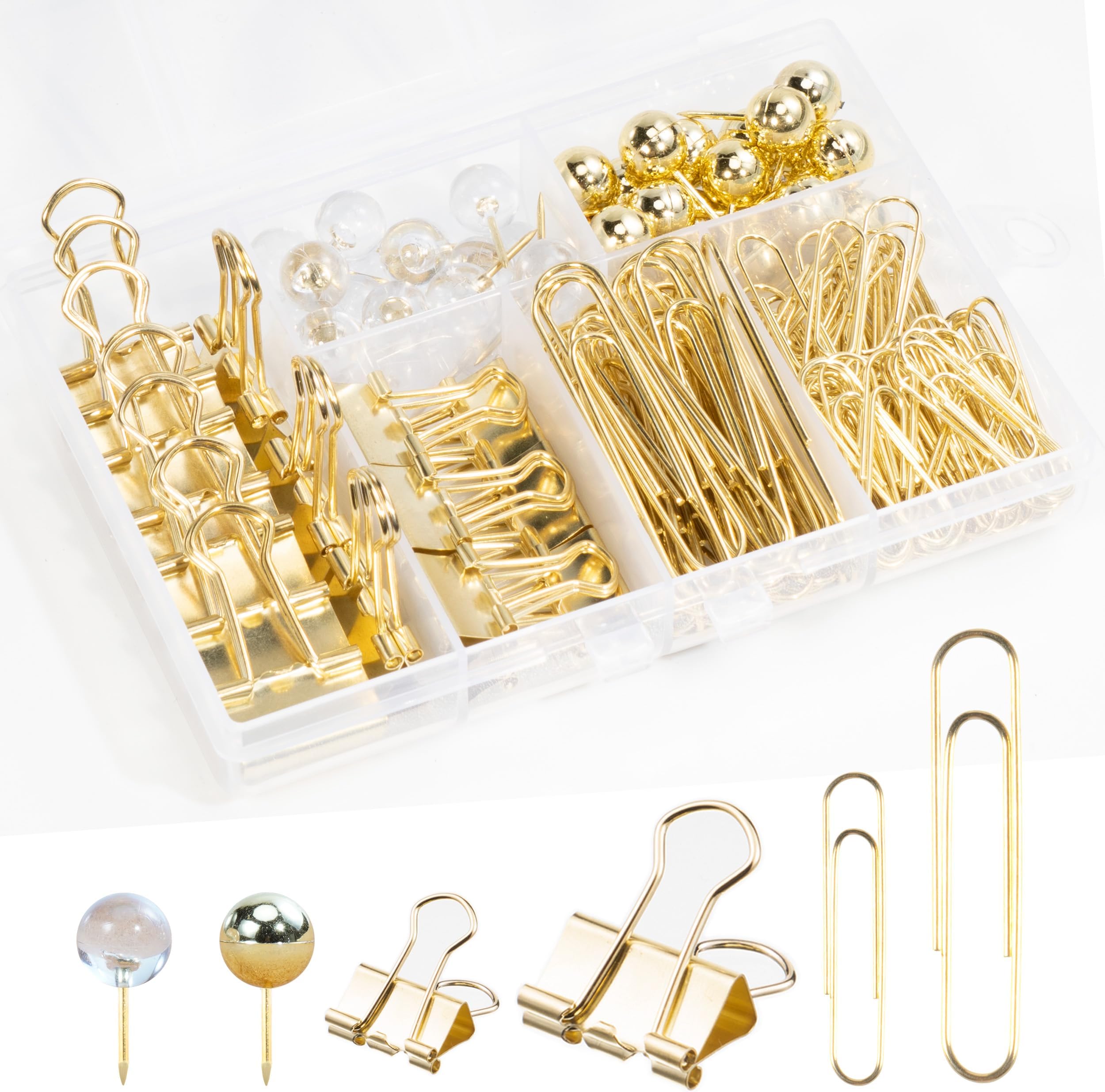 Amazon.com : Gold Binder Clips Paper Clamps, Assorted Sizes Set (Small ...