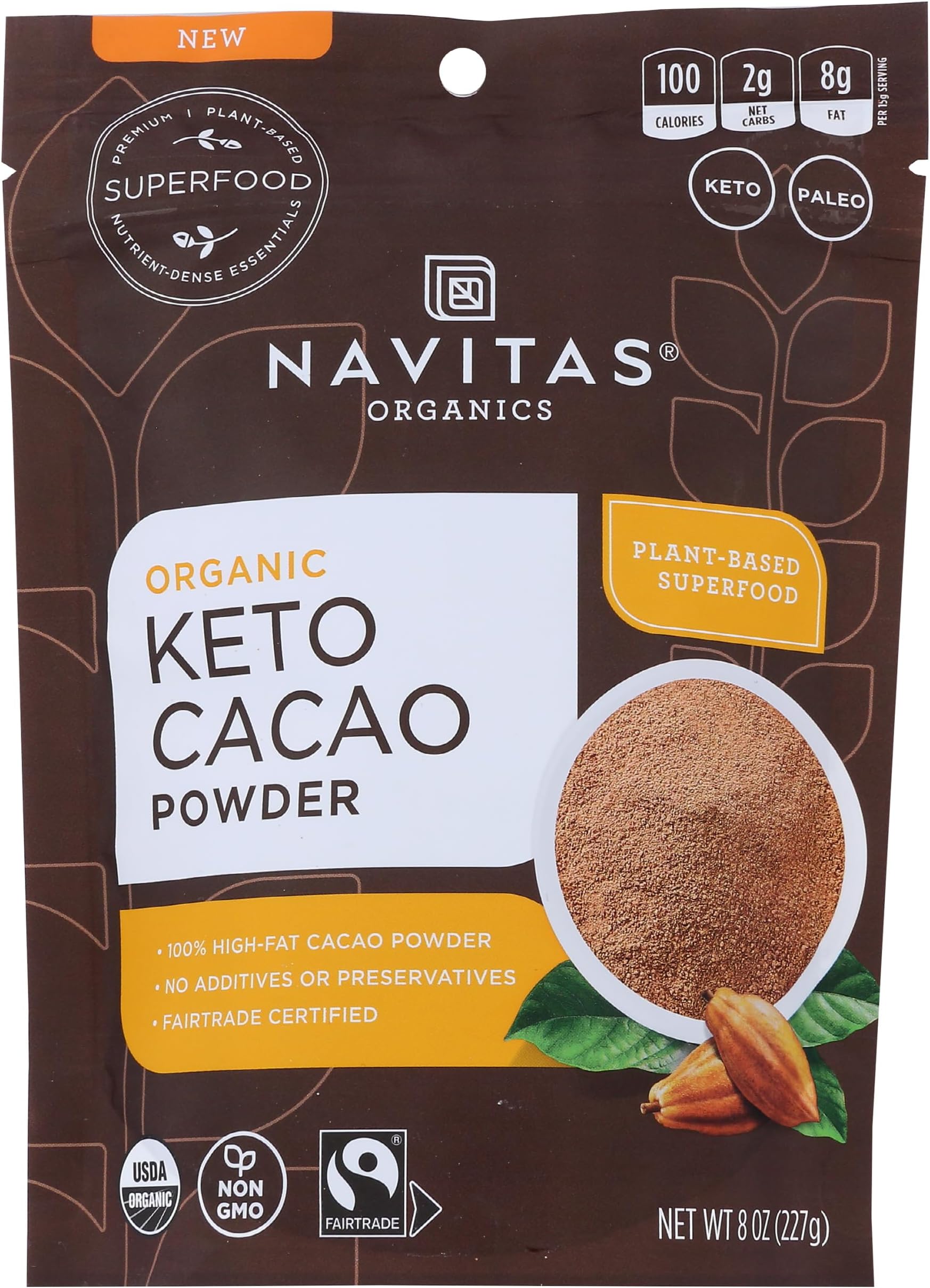 Amazon.com : Navitas Organics Organic Keto Cacao Powder, 8 OZ : Grocery ...