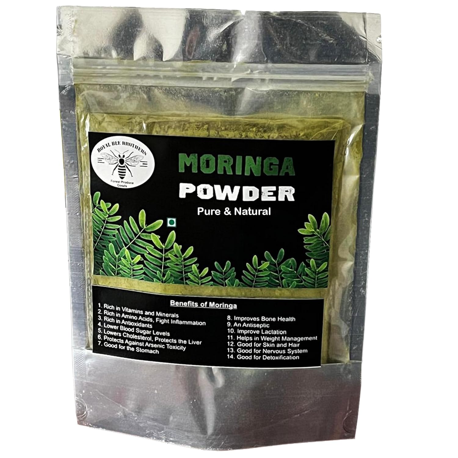 Royal Bee Brothers | Pure & Natural Moringa Powder | Drumstick Leaf Powder | Immunity Booster ...