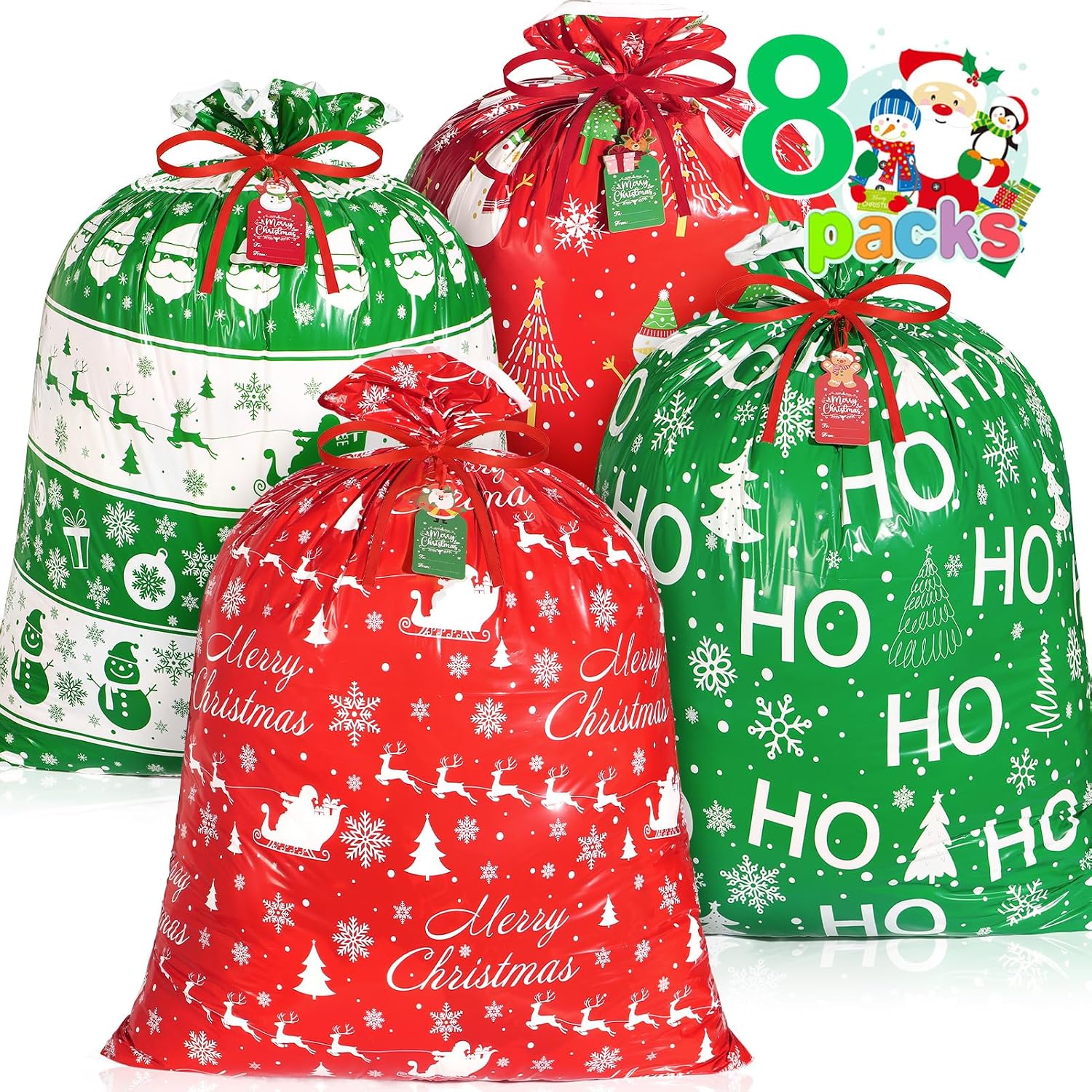 Amazon.com: Extra Large Christmas Gift Bags, 8 PCS Jumbo Gift Bags 36 ...